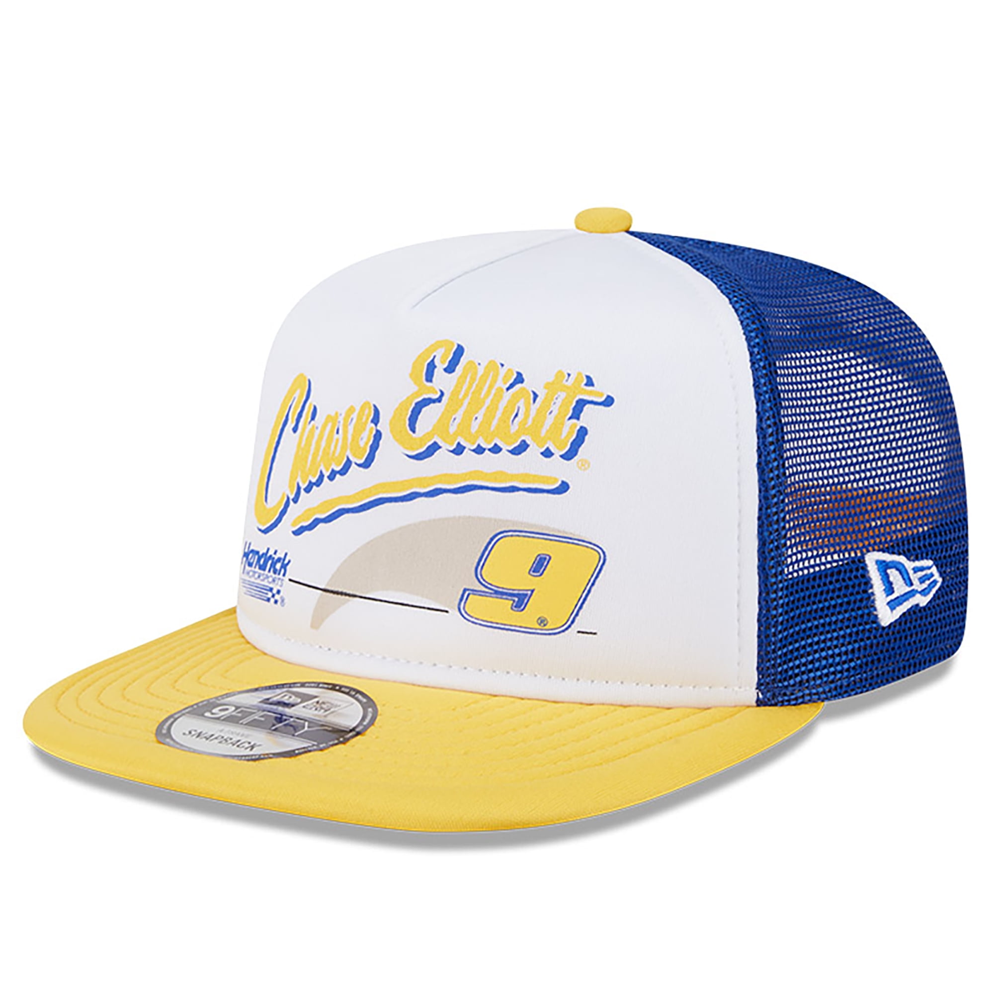 Men's New Era Blue Chase Elliott 9FIFTY A-Frame Retro Script Snapback ...