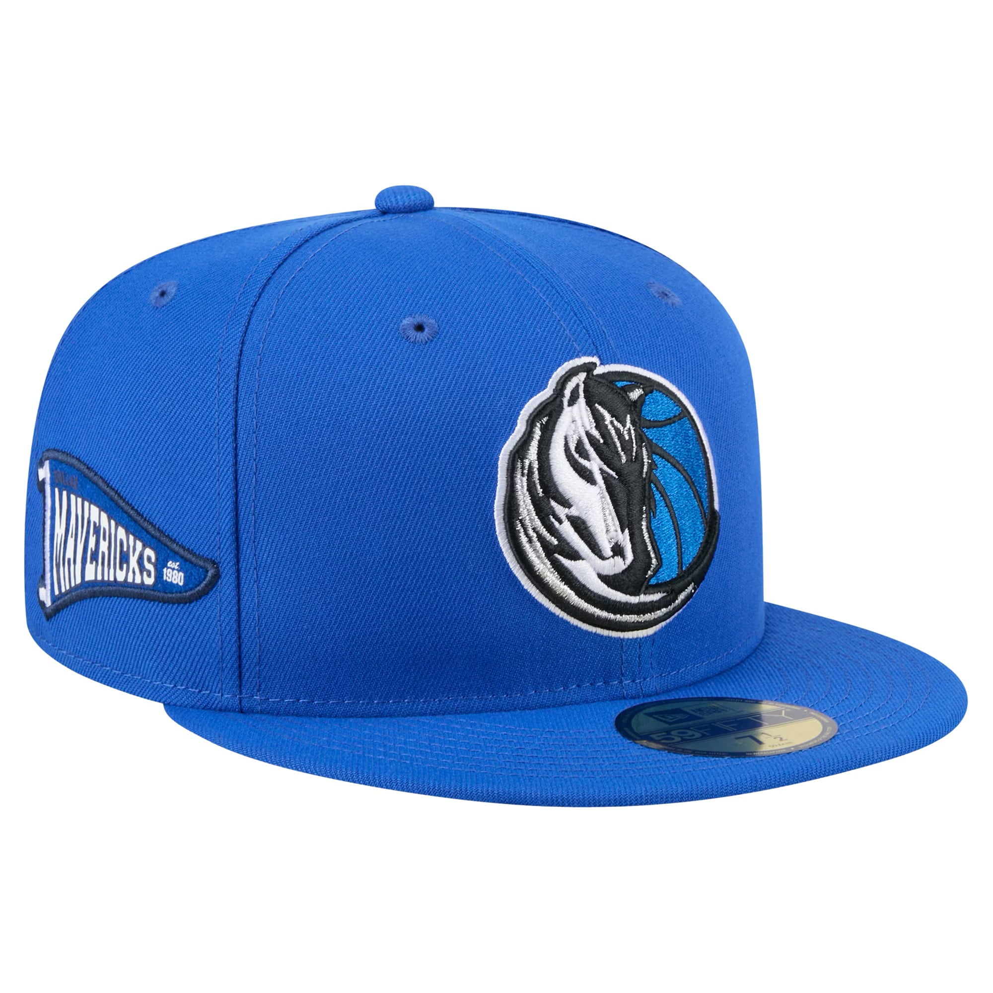 Men's New Era Blue Dallas Mavericks Throwback Pennant 59FIFTY Fitted ...