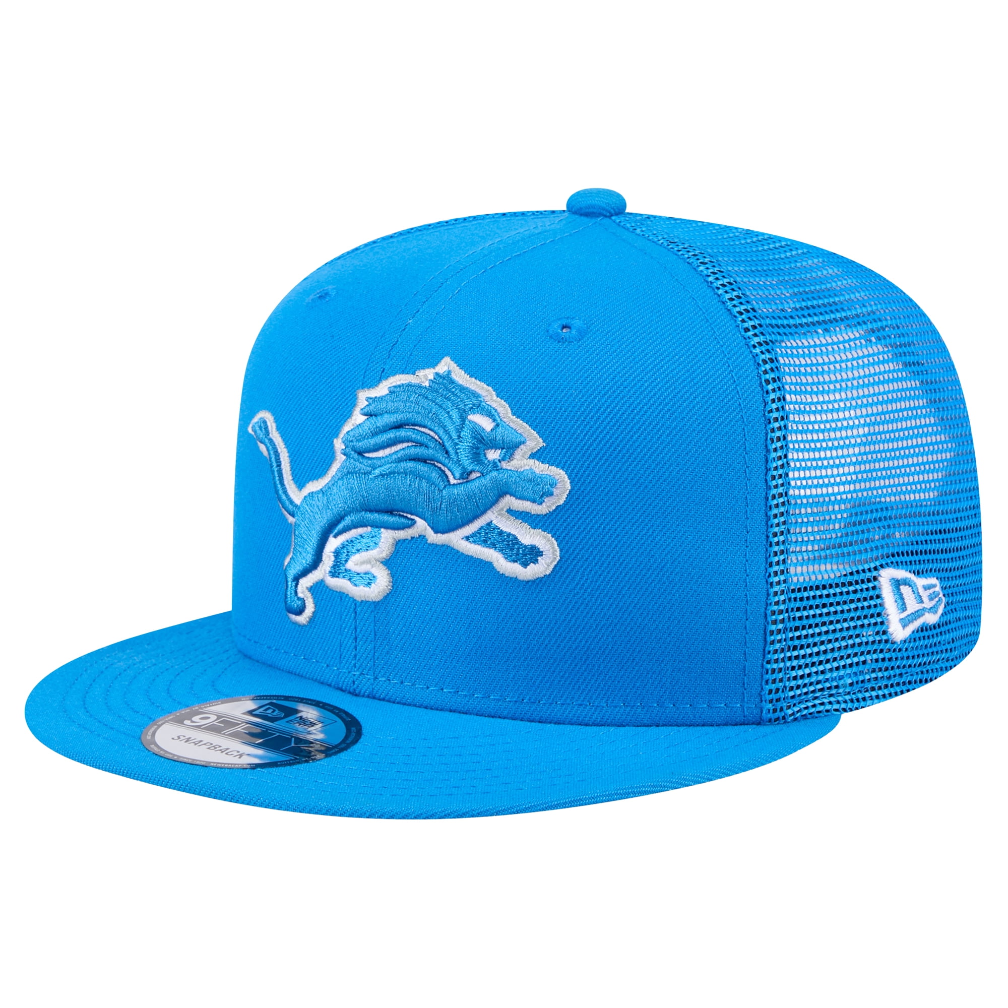 Men's New Era Blue Detroit Lions Main Trucker 9FIFTY Snapback Hat ...