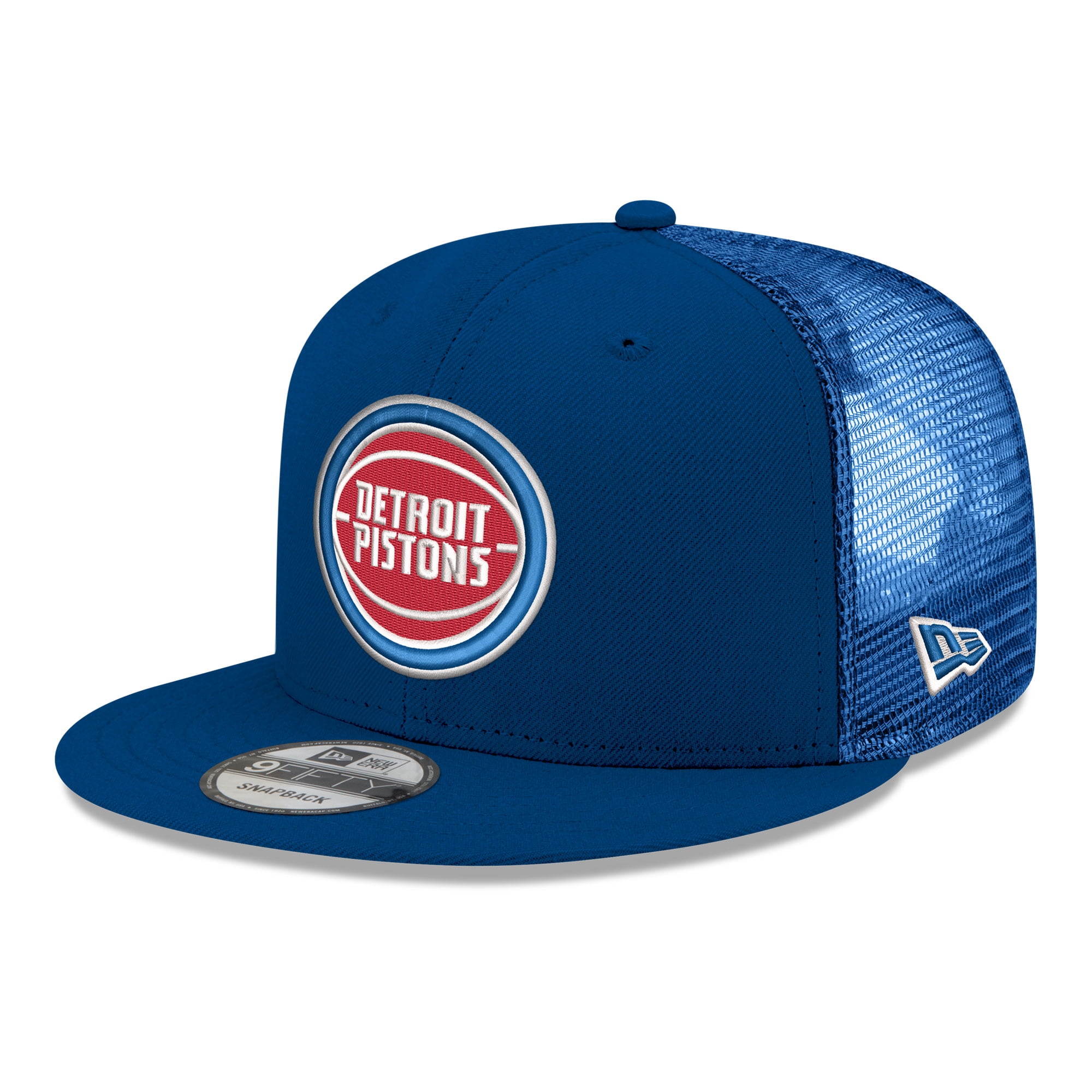 Men's New Era Blue Detroit Pistons Core Logo Meshback 9FIFTY Snapback ...