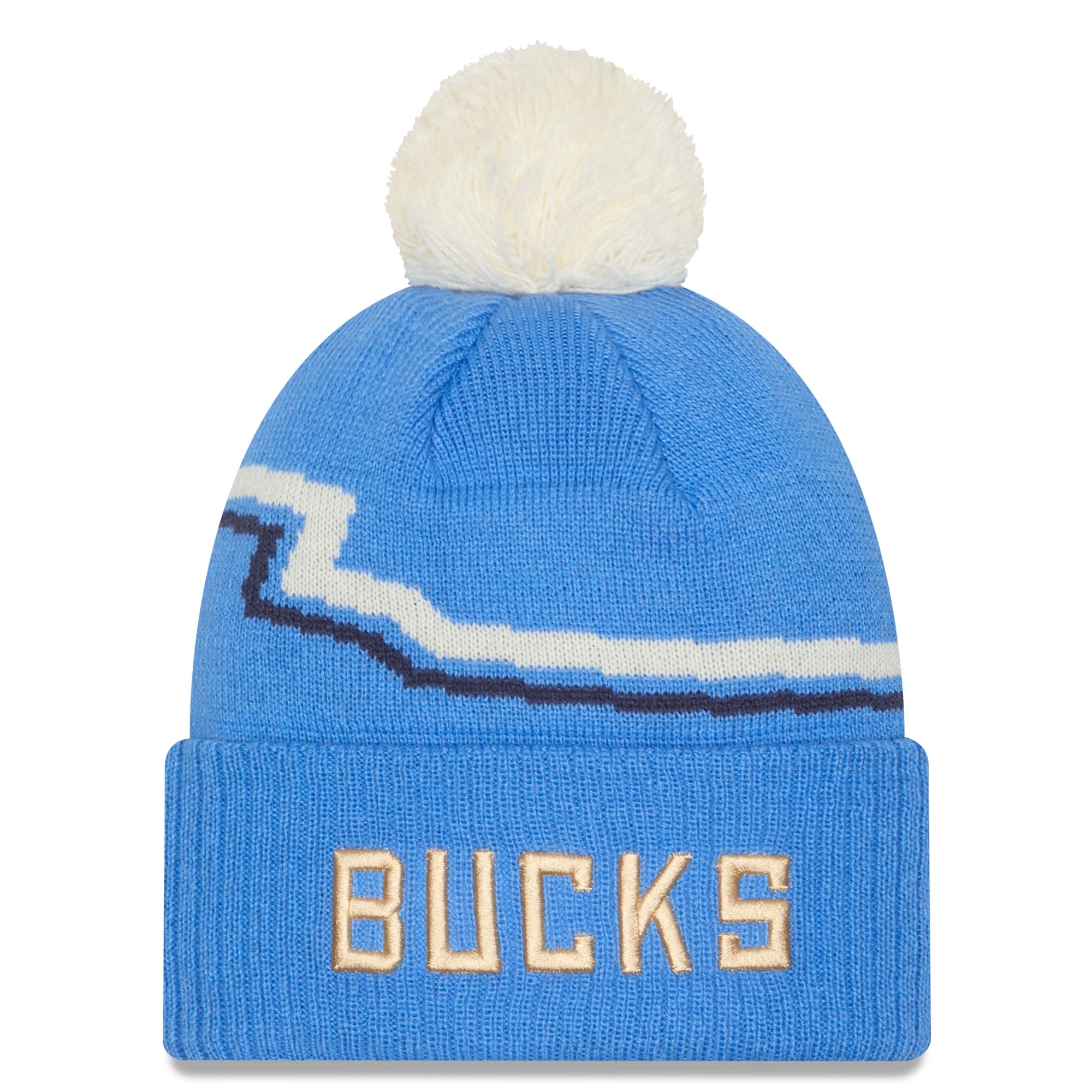 Men's New Era Blue Milwaukee Bucks 2024/25 City Edition Cuffed Knit Hat ...