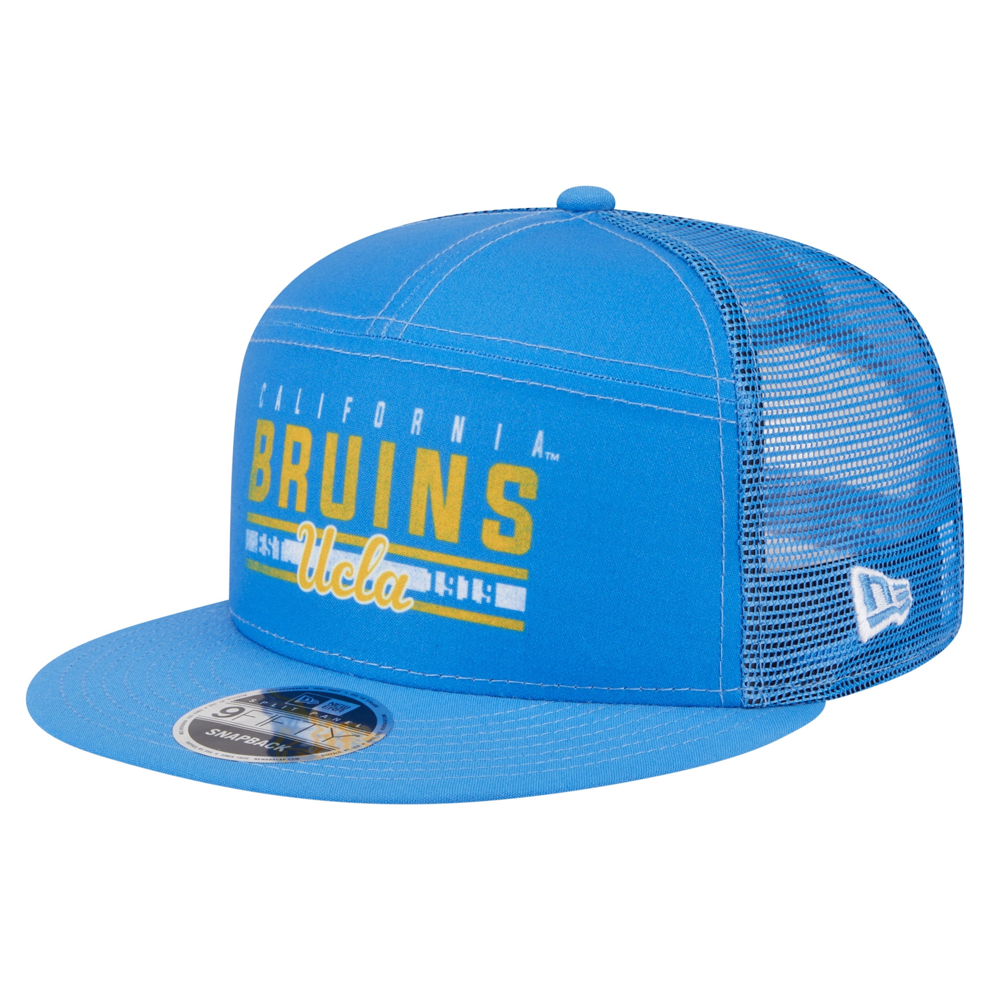 Men's New Era Blue UCLA Bruins Split Panel 9FIFTY Snapback Trucker Hat ...