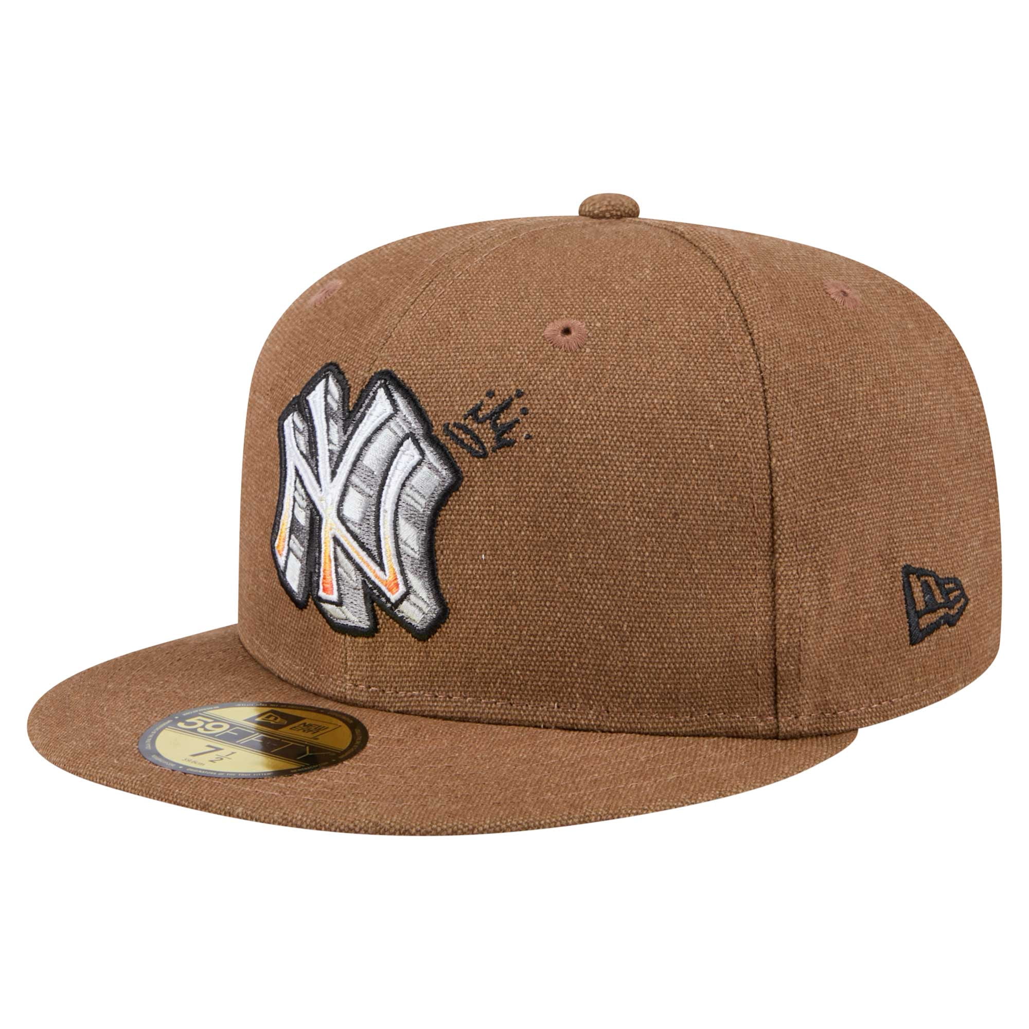Men's New Era Brown New York Yankees Logo Scribble 59FIFTY Fitted Hat ...