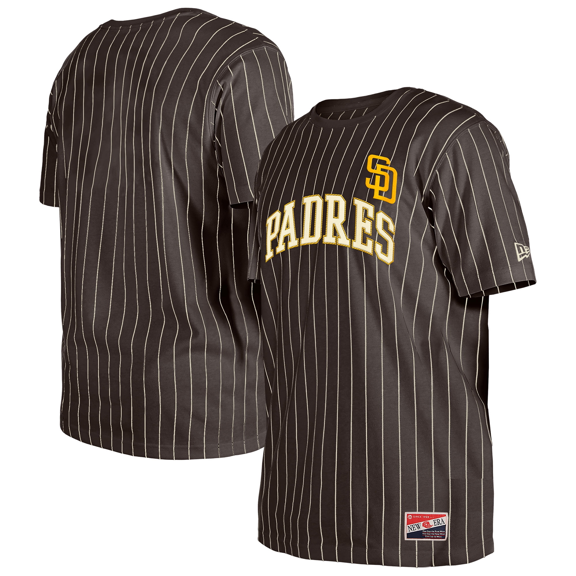 Men's New Era Brown San Diego Padres Throwback Pinstripe T-Shirt ...