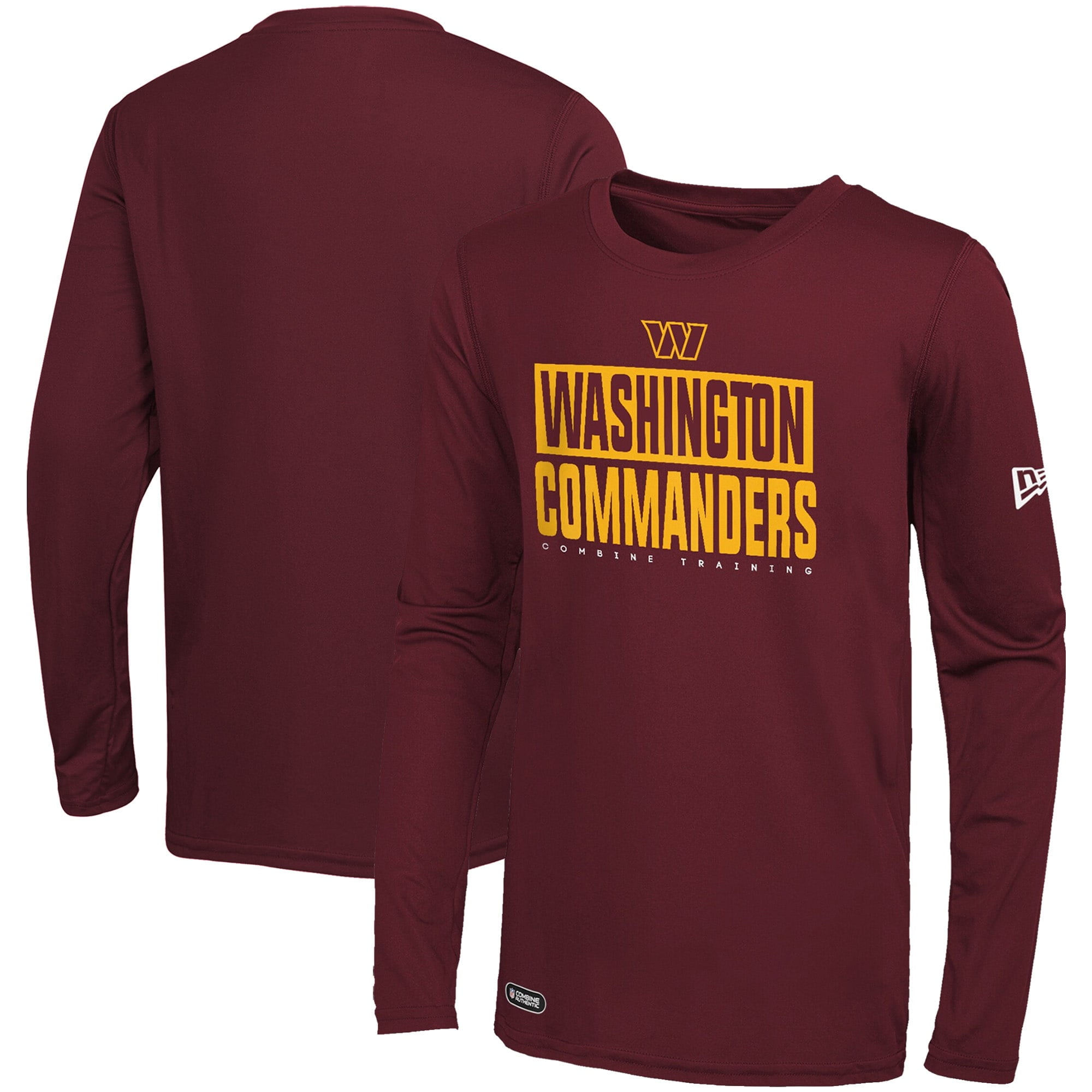 Men's New Era Burgundy Washington Commanders Combine Authentic Offsides Long Sleeve T-Shirt ...