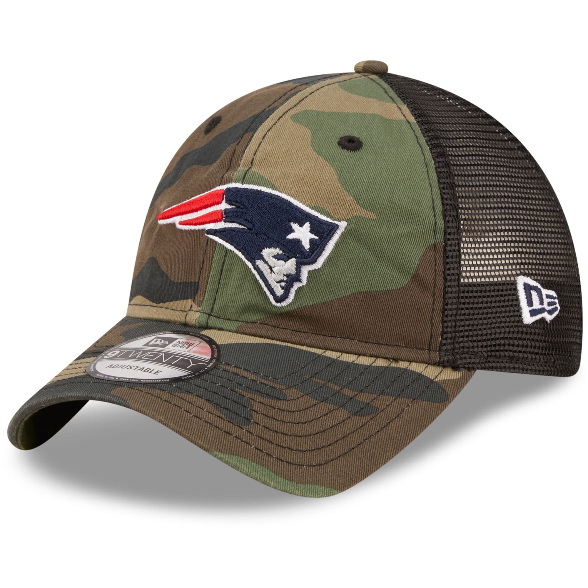 Men's New Era Camo/Black New England Patriots Basic 9TWENTY Trucker ...