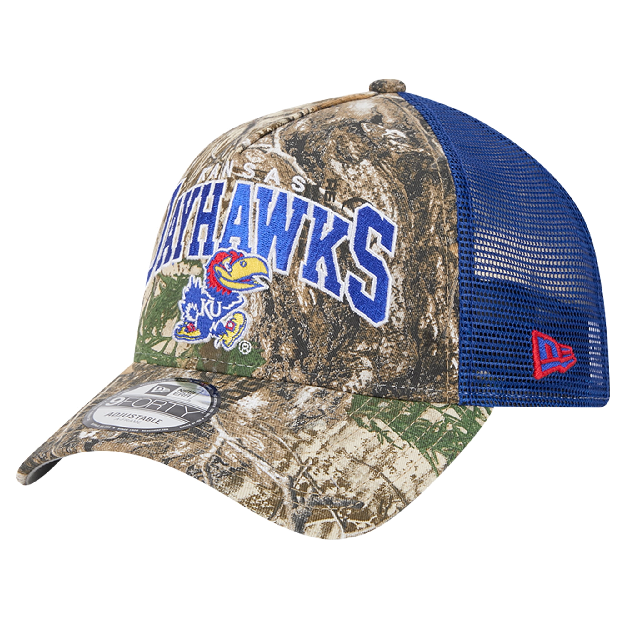 Men's New Era Camo/Royal Kansas Jayhawks 9FORTY A-Frame Adjustable Hat ...