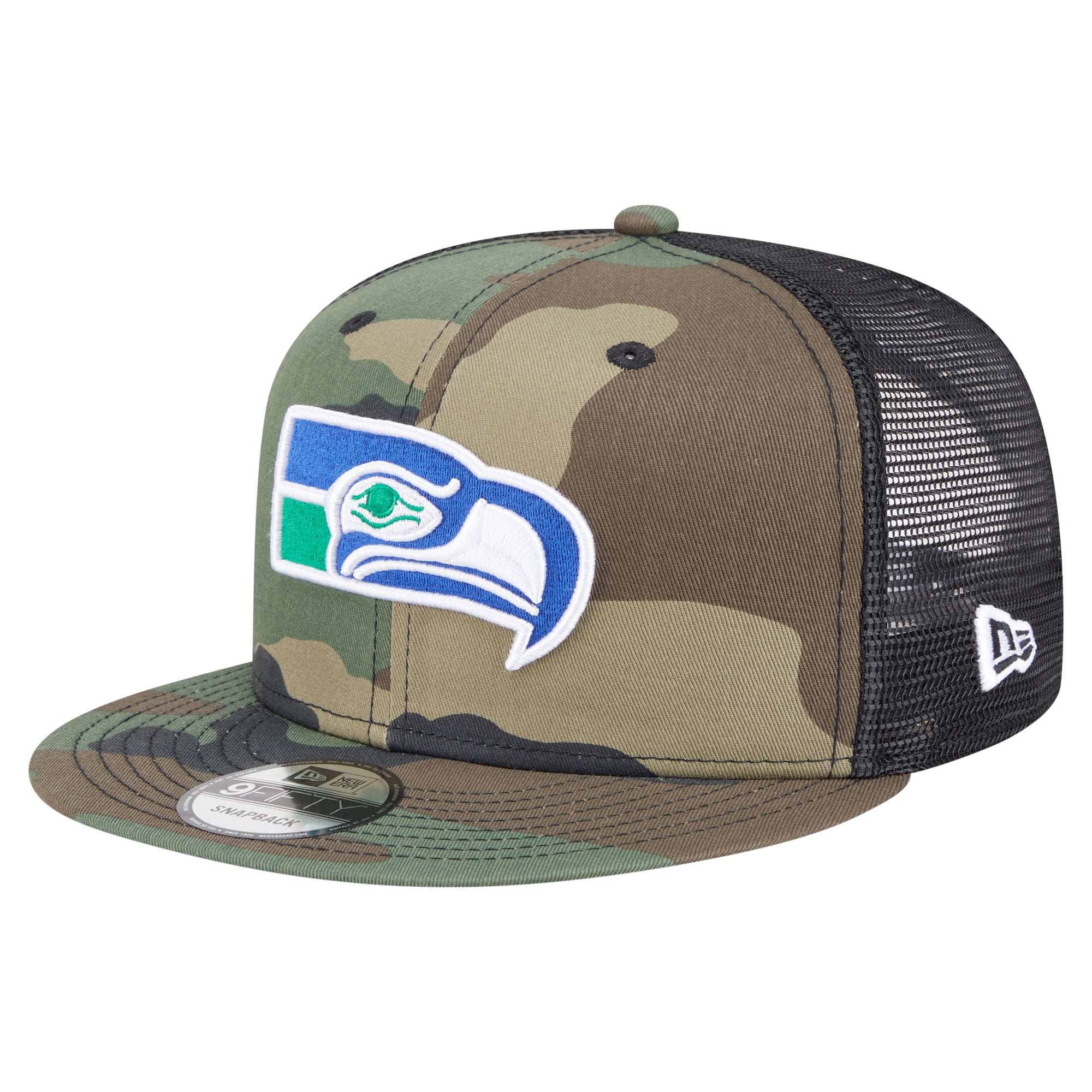 Men's New Era Camo Seattle Seahawks Main Trucker 9FIFTY Snapback Hat ...