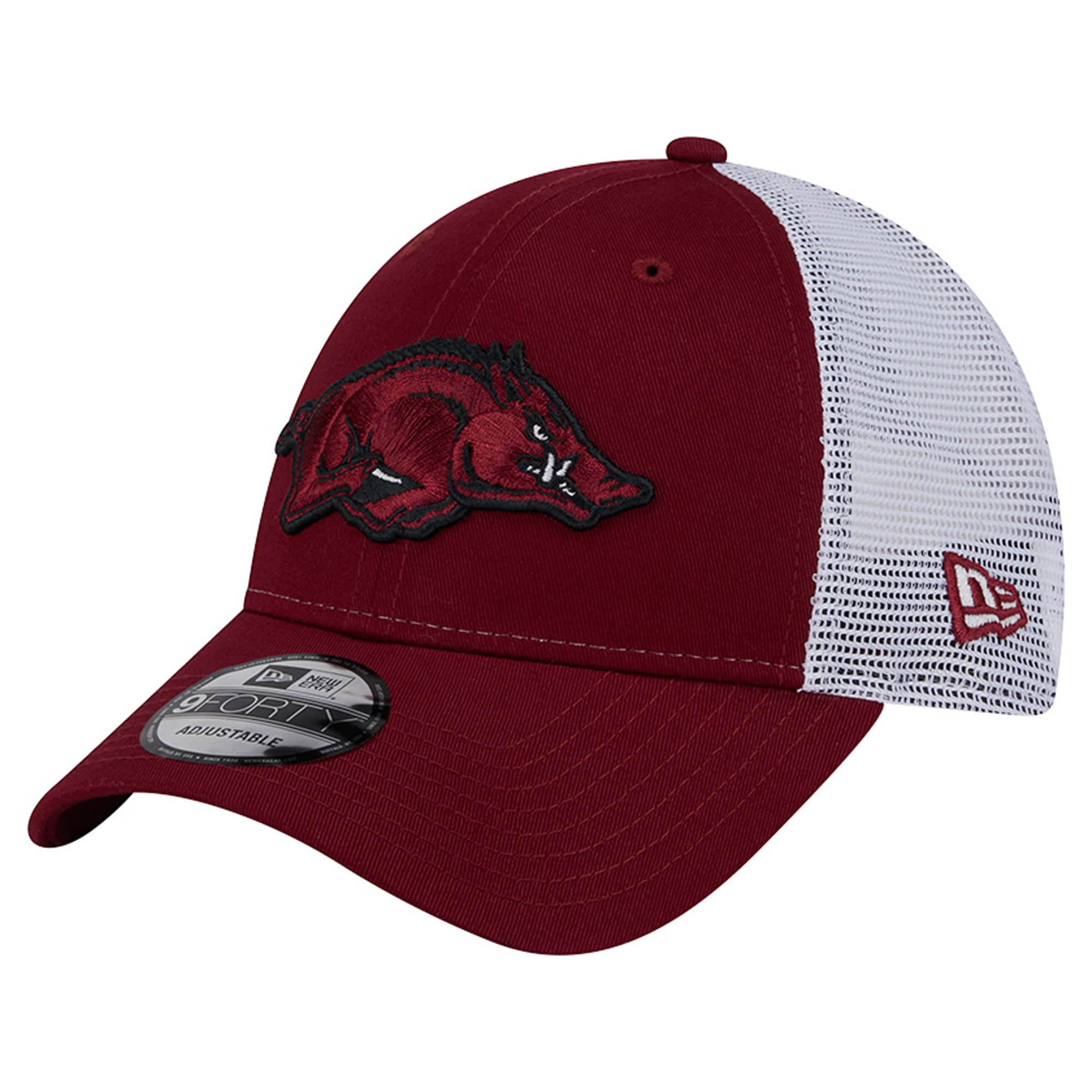 Men's New Era Cardinal Arkansas Razorbacks Trucker 9FORTY Adjustable ...