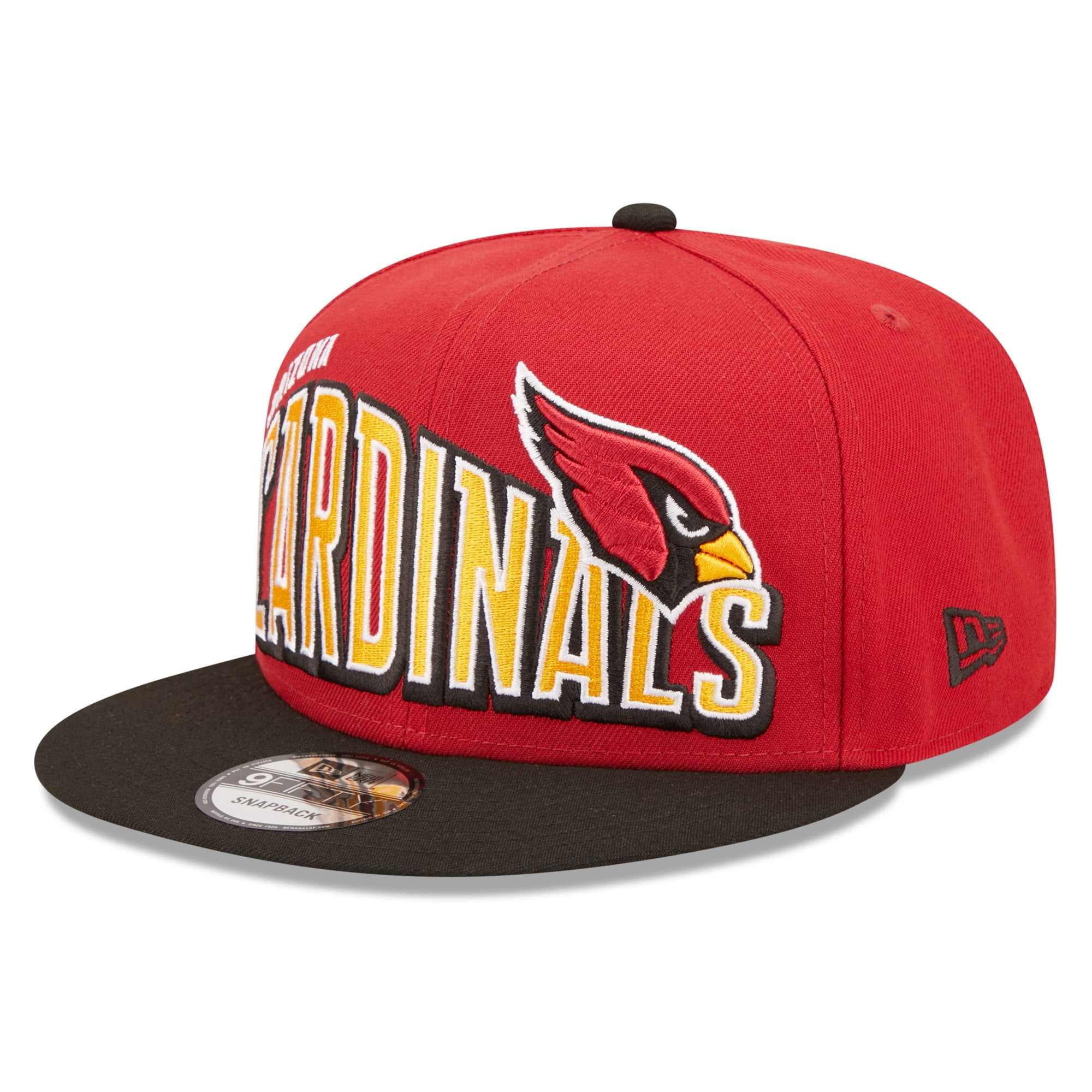 Men's New Era Cardinal/Black Arizona Cardinals Wordmark Flow 9FIFTY ...