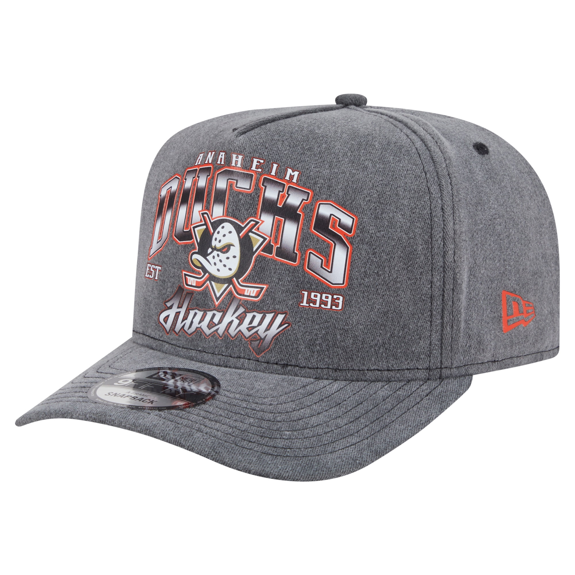 Men's New Era Charcoal Anaheim Ducks Throwback Washed A-Frame Pre ...