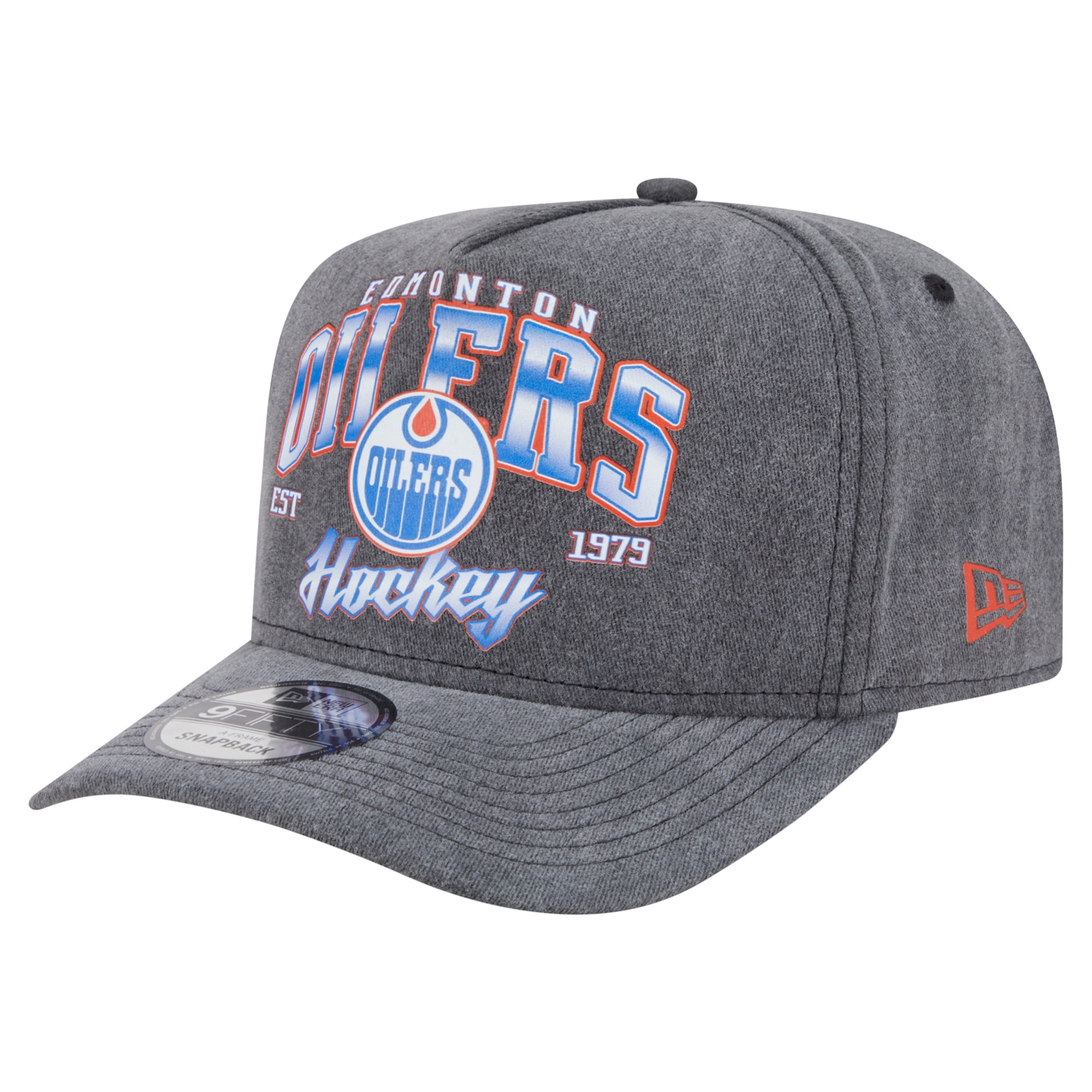 Men's New Era Charcoal Edmonton Oilers Throwback Washed A-Frame Pre ...