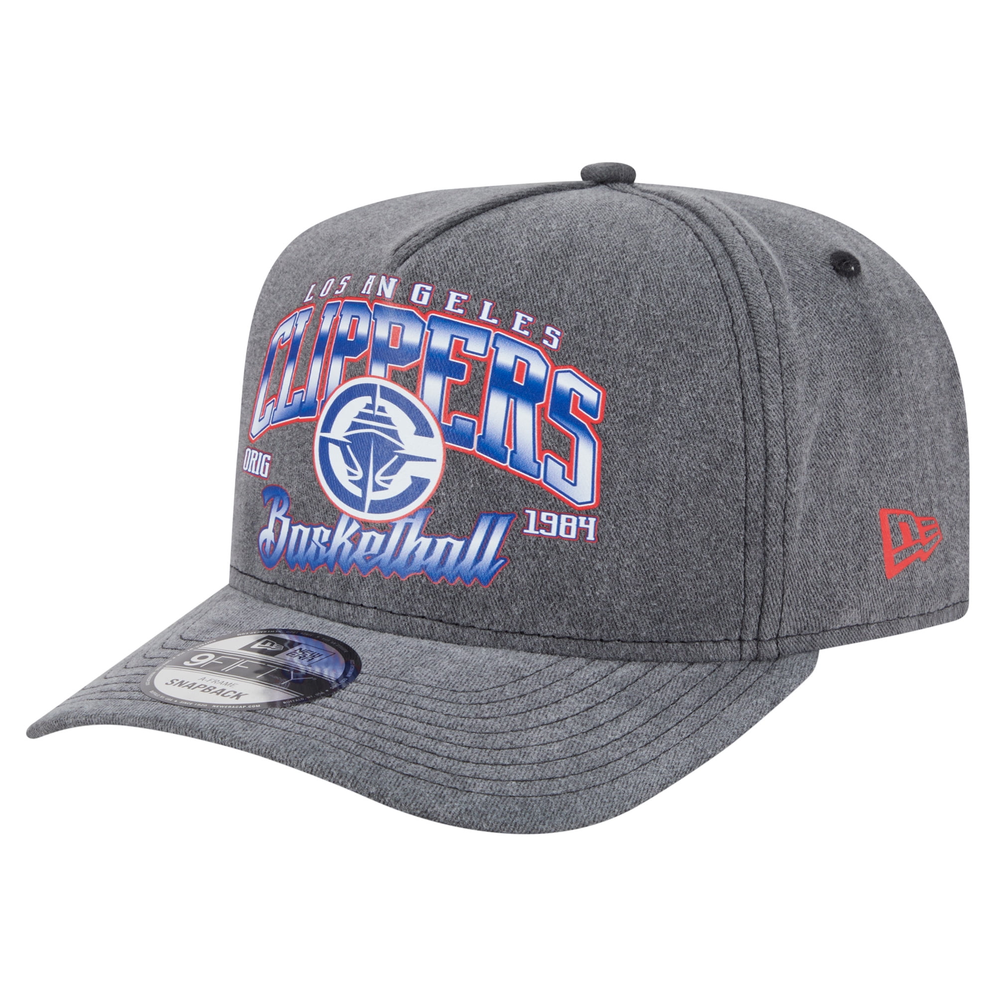 Men's New Era Charcoal LA Clippers Throwback Washed Pre-Curved 9FIFTY ...