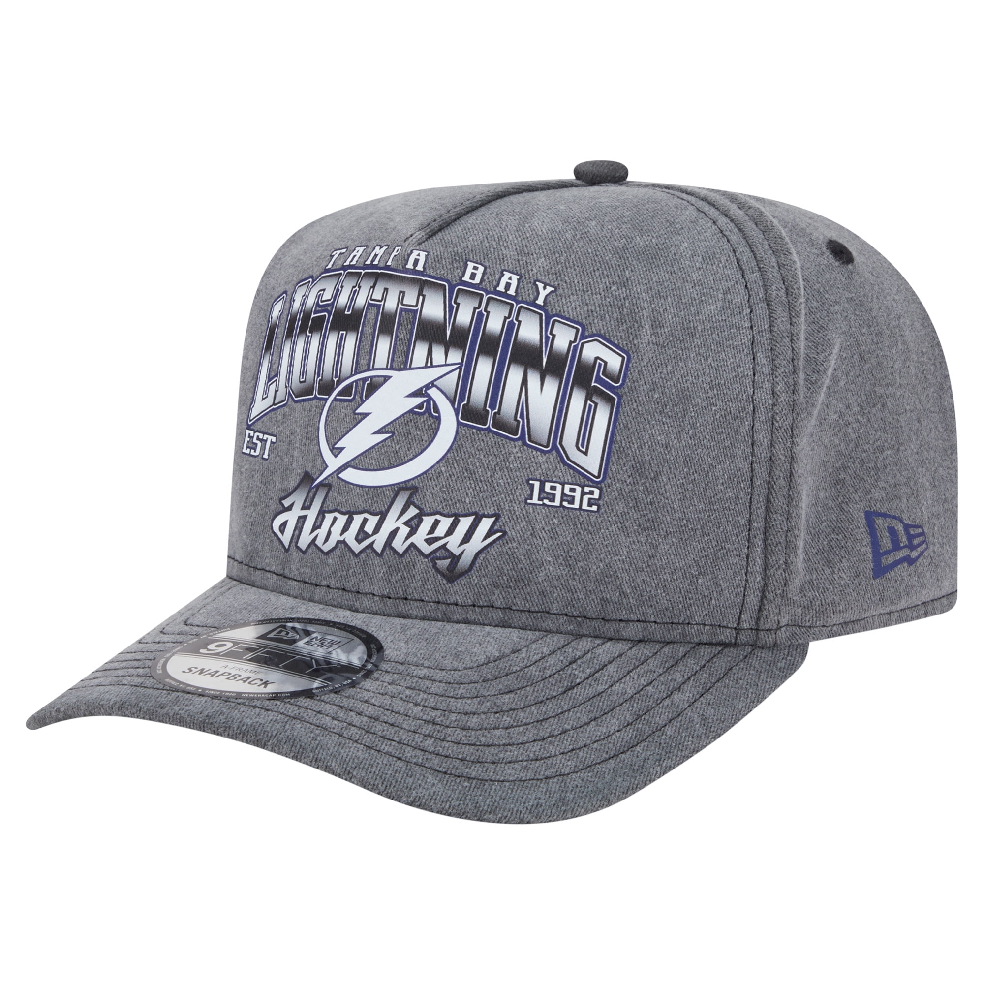 Men's New Era Charcoal Tampa Bay Lightning Throwback Washed A-Frame Pre ...