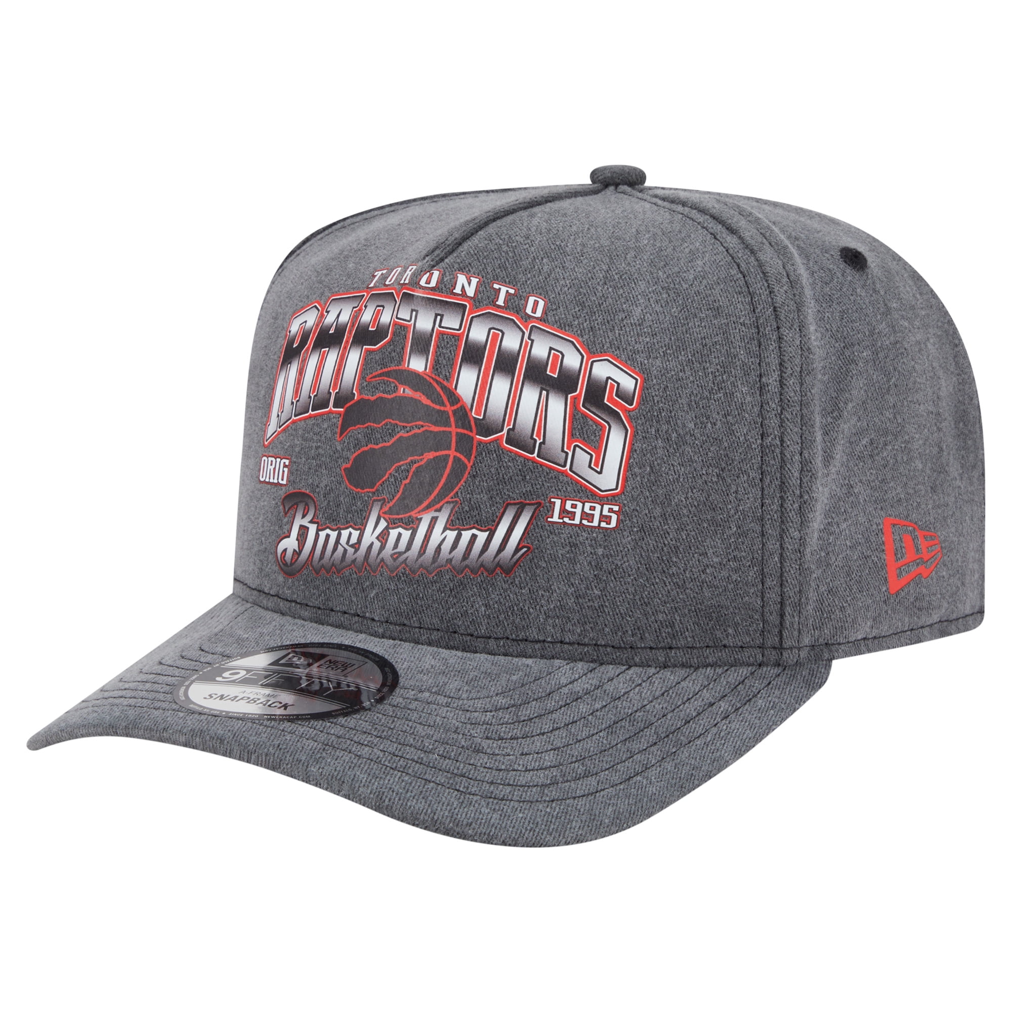 Men's New Era Charcoal Toronto Raptors Throwback Washed Pre-Curved ...