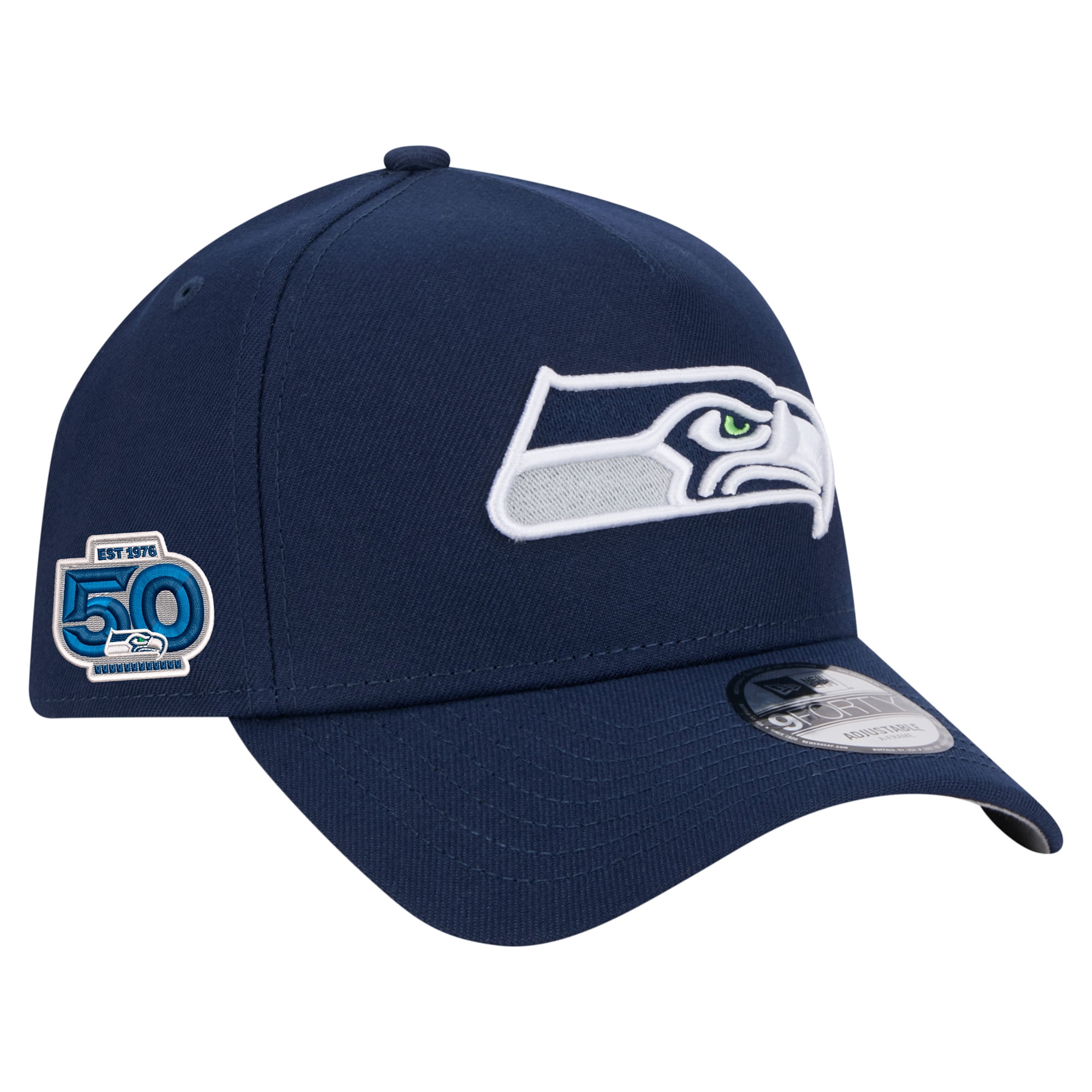 Men's New Era College Navy Seattle Seahawks 50th Season A-Frame 9FORTY ...