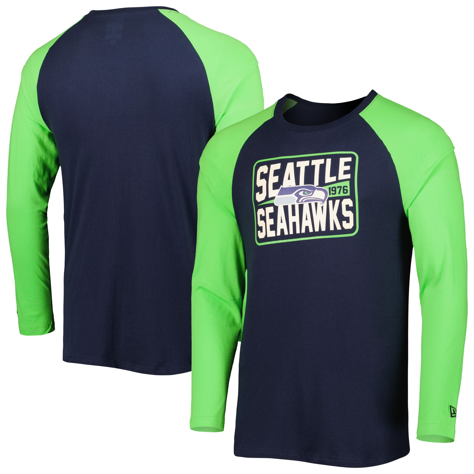 Men's New Era College Navy Seattle Seahawks Current Raglan Long Sleeve ...