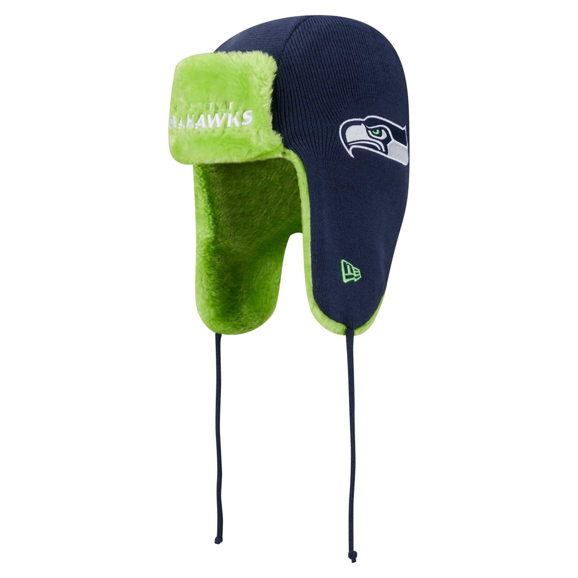 Men's New Era College Navy Seattle Seahawks Helmet Head Trapper Knit ...