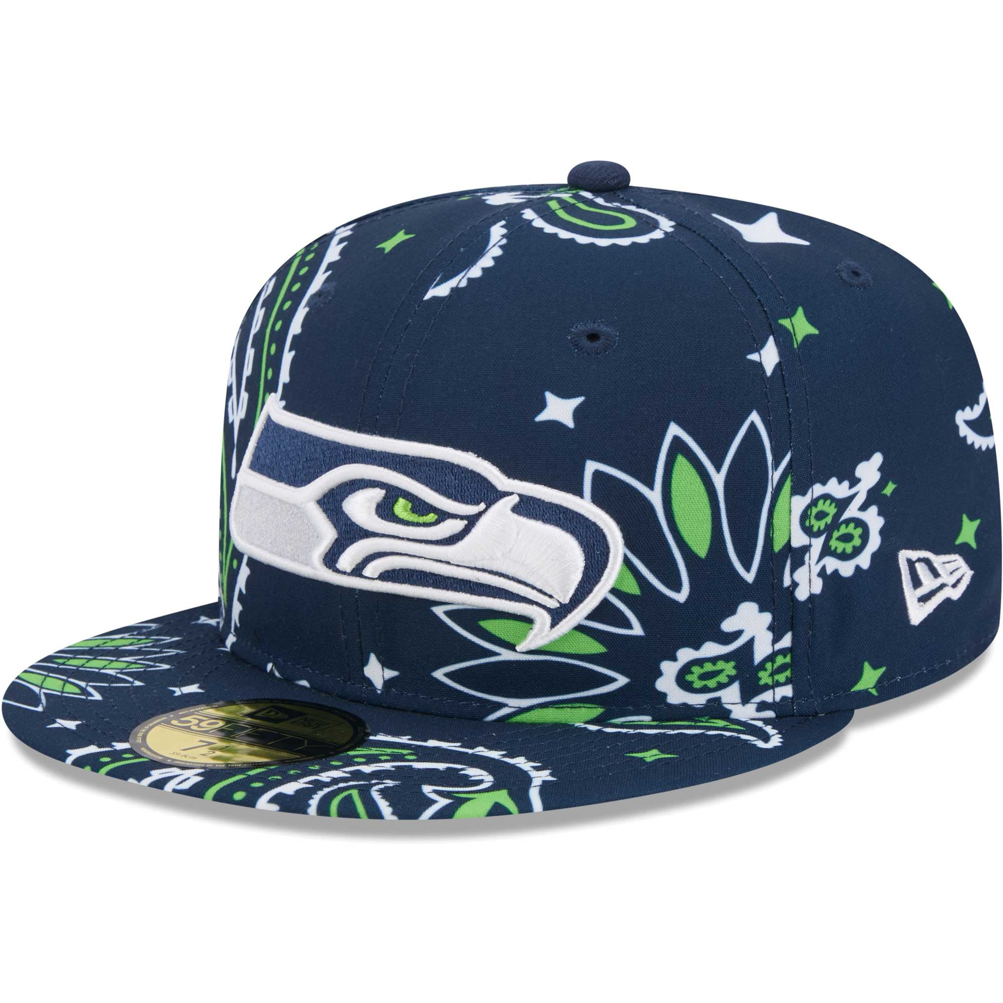 Men's New Era College Navy Seattle Seahawks Paisley 59FIFTY Fitted Hat ...