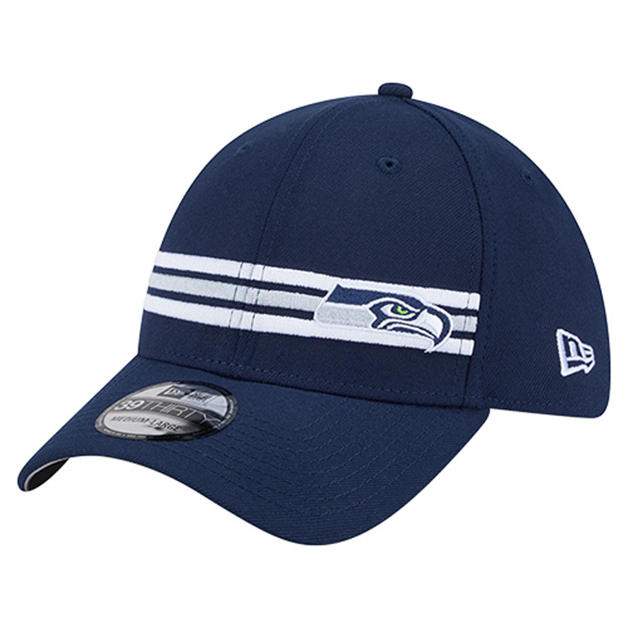 Men's New Era College Navy Seattle Seahawks Stripes 39THIRTY Flex Hat ...