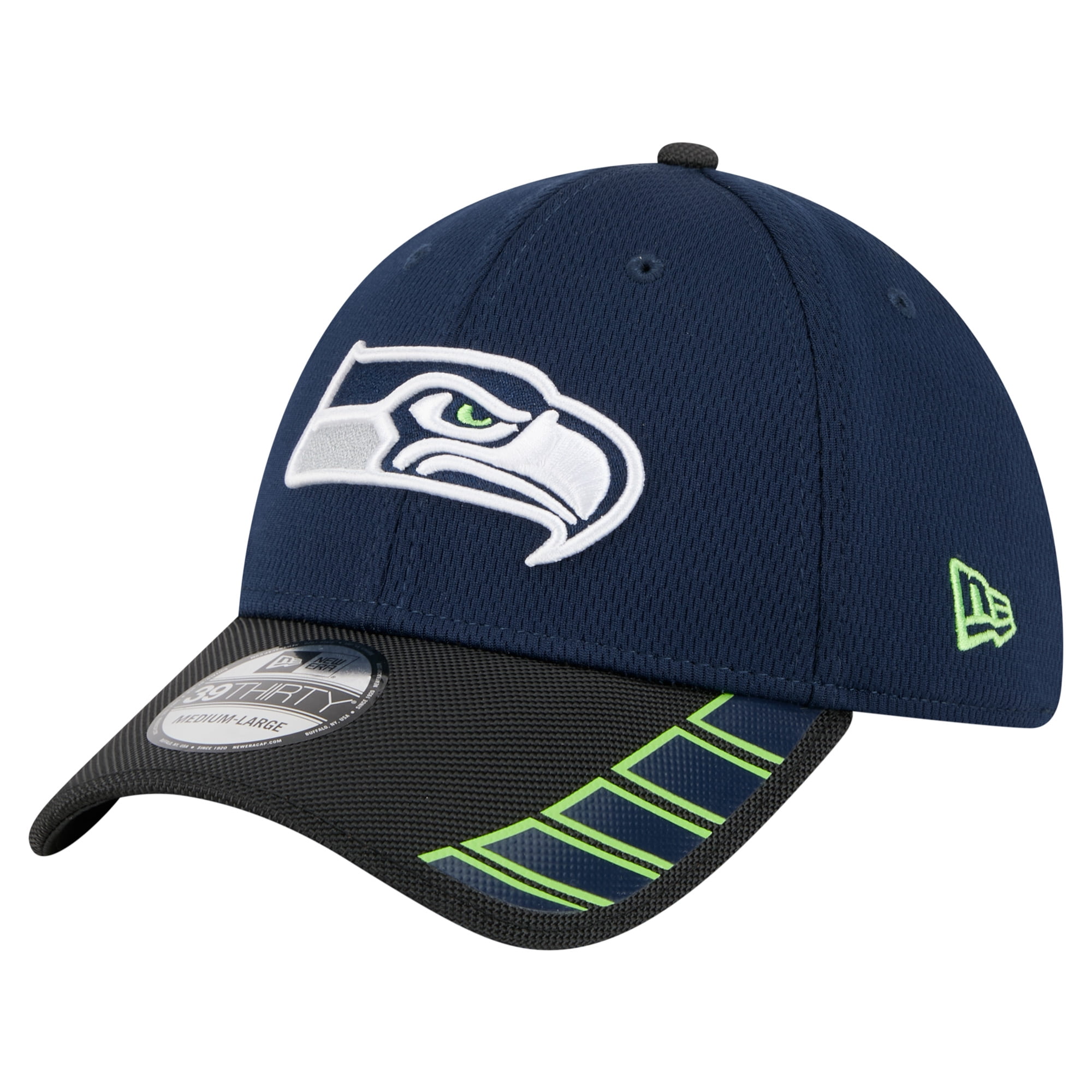 Men's New Era College Navy Seattle Seahawks Visor Hit 39THIRTY Flex Hat ...