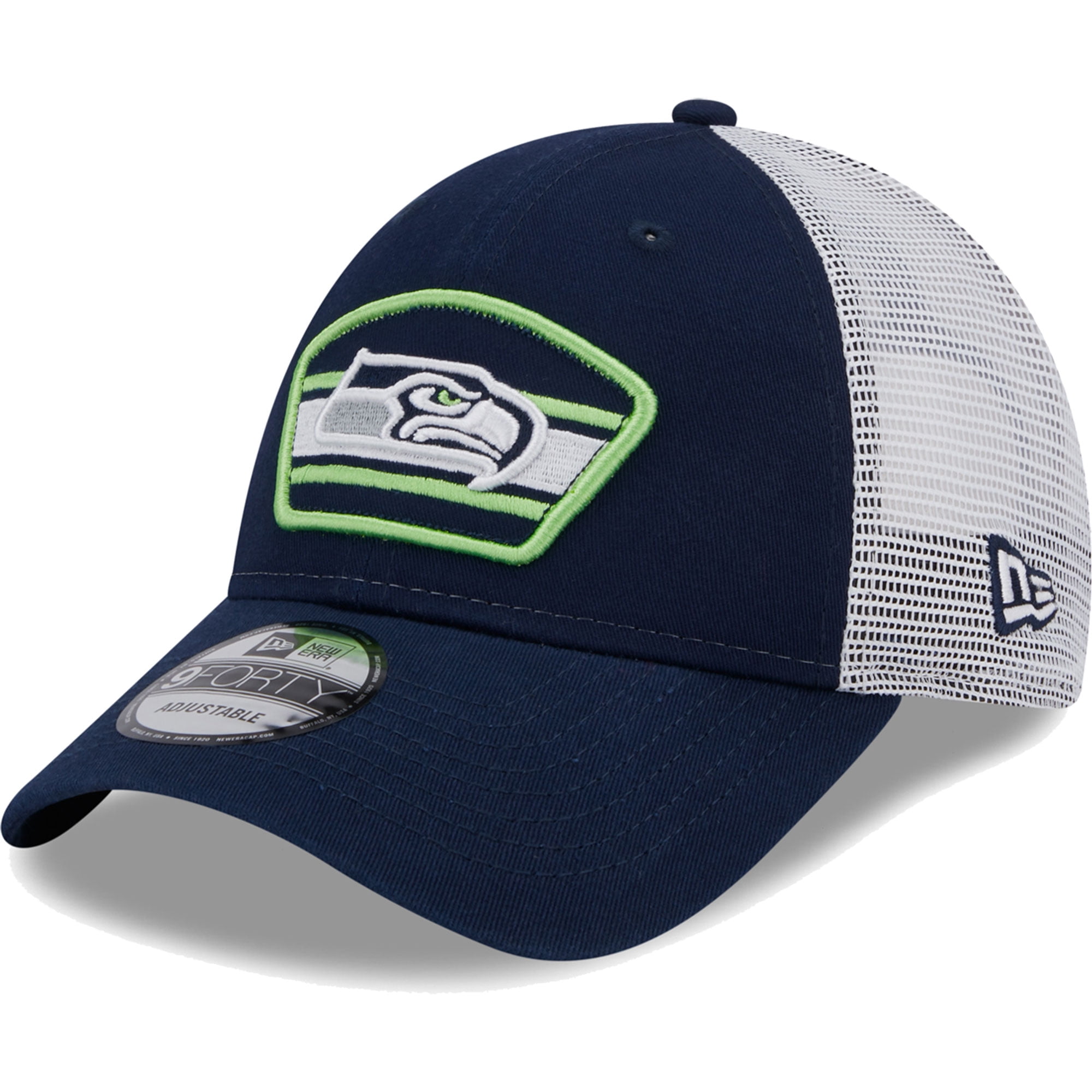 Men's New Era College Navy/White Seattle Seahawks Logo Patch Trucker ...