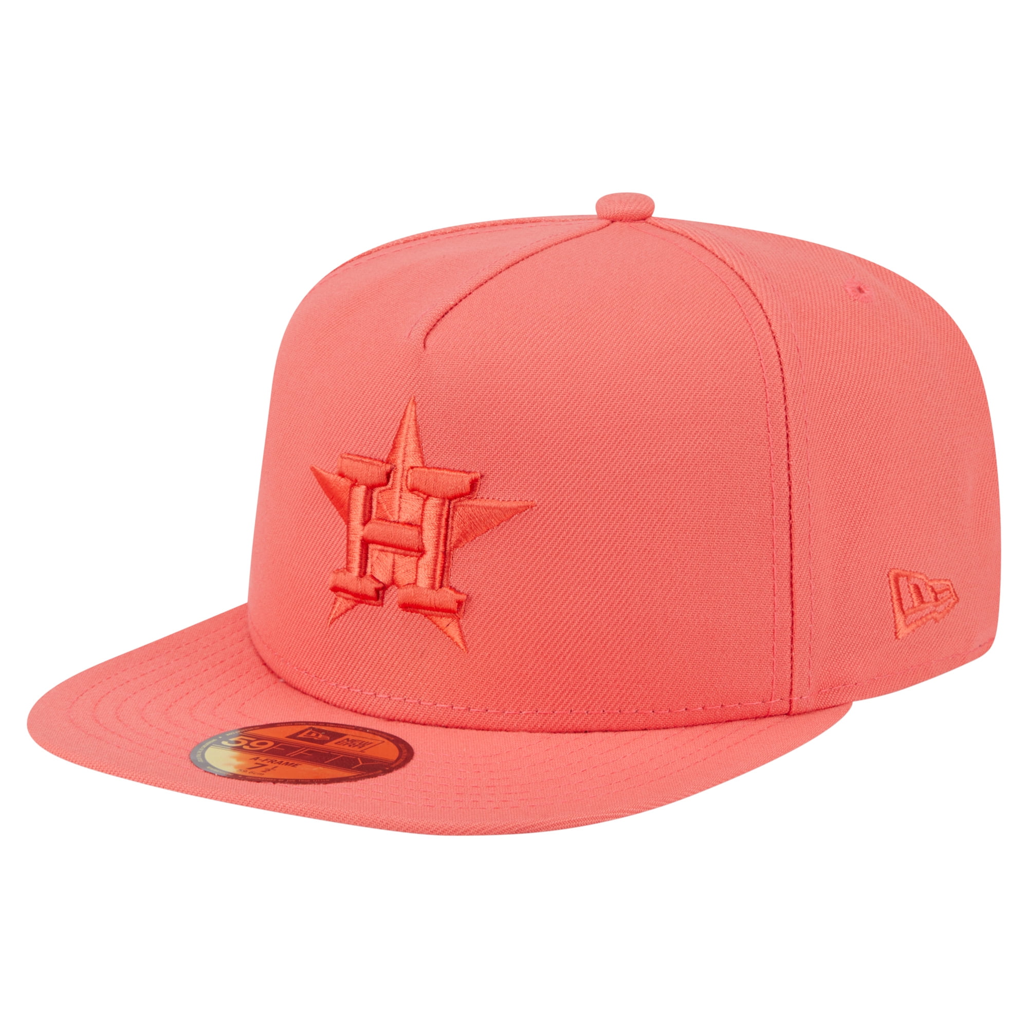 Men's New Era Coral Houston Astros Color Pack A-Frame 59FIFTY Fitted ...
