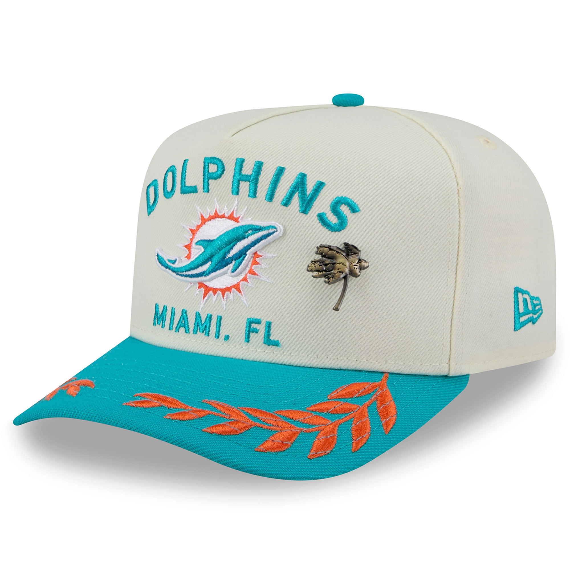 Men's New Era Cream/Aqua Miami Dolphins 2025 NFL Draft A-Frame 59FIFTY ...