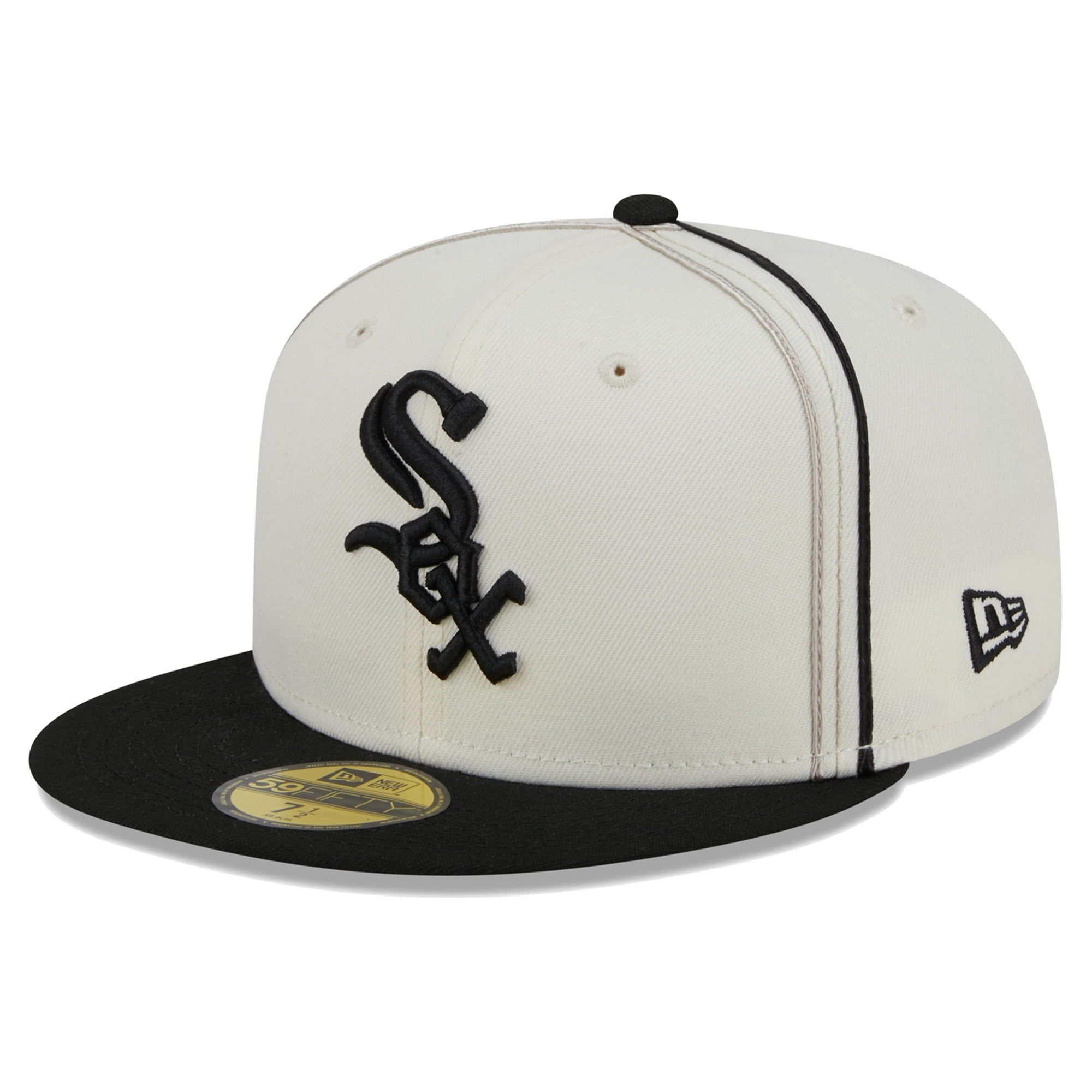 Men's New Era Cream/Black Chicago White Sox Chrome Sutash 59FIFTY ...