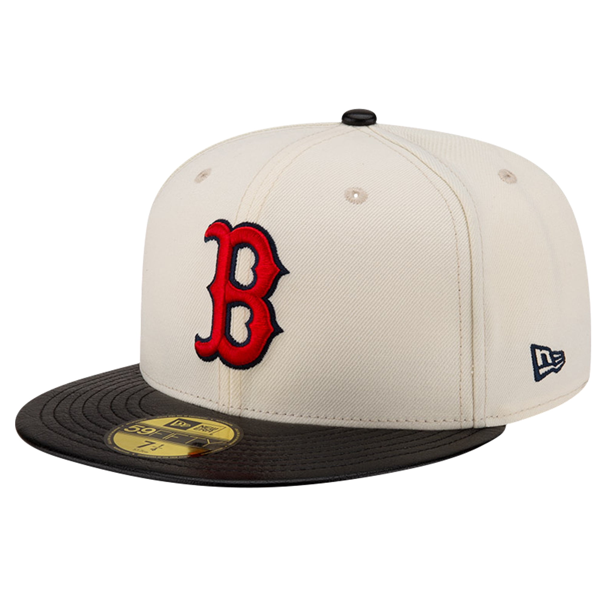 Men's New Era Cream Boston Red Sox Game Night Leather Visor 59FIFTY ...