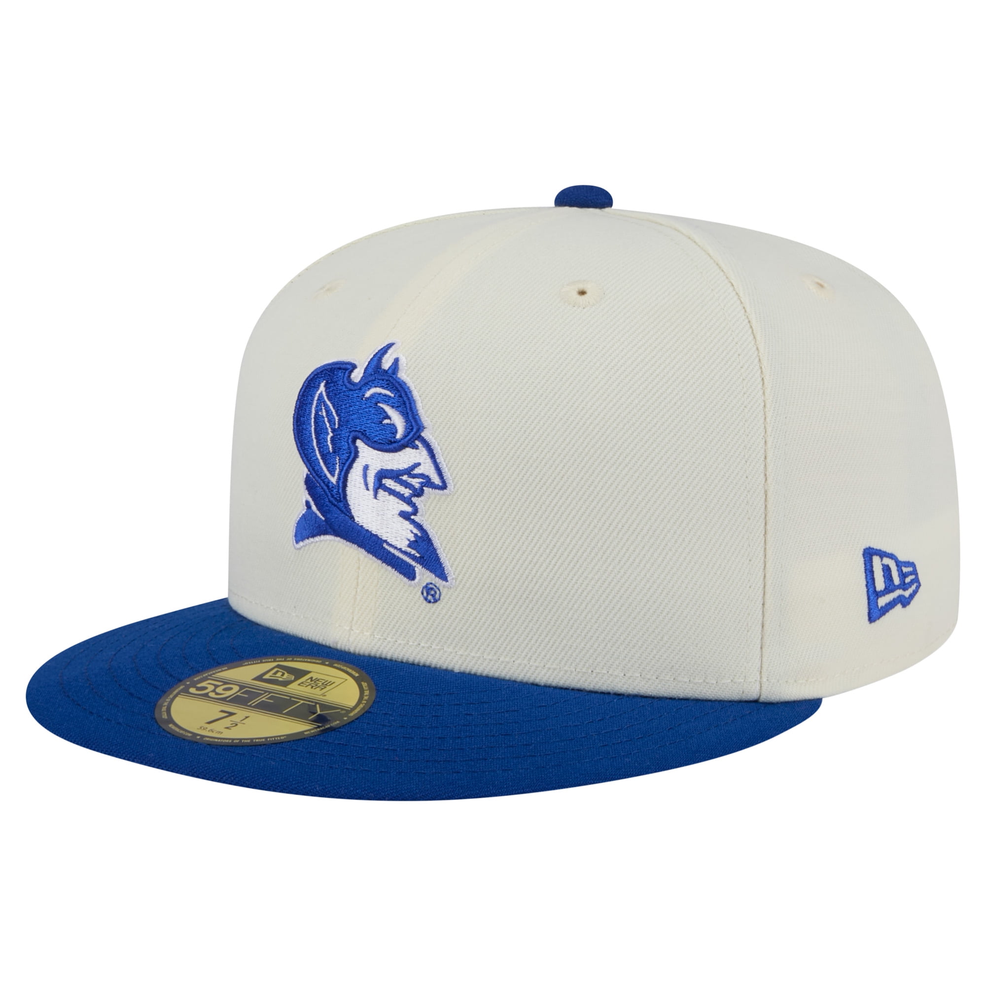 Men's New Era Cream Duke Blue Devils Chrome 59FIFTY Fitted Hat ...
