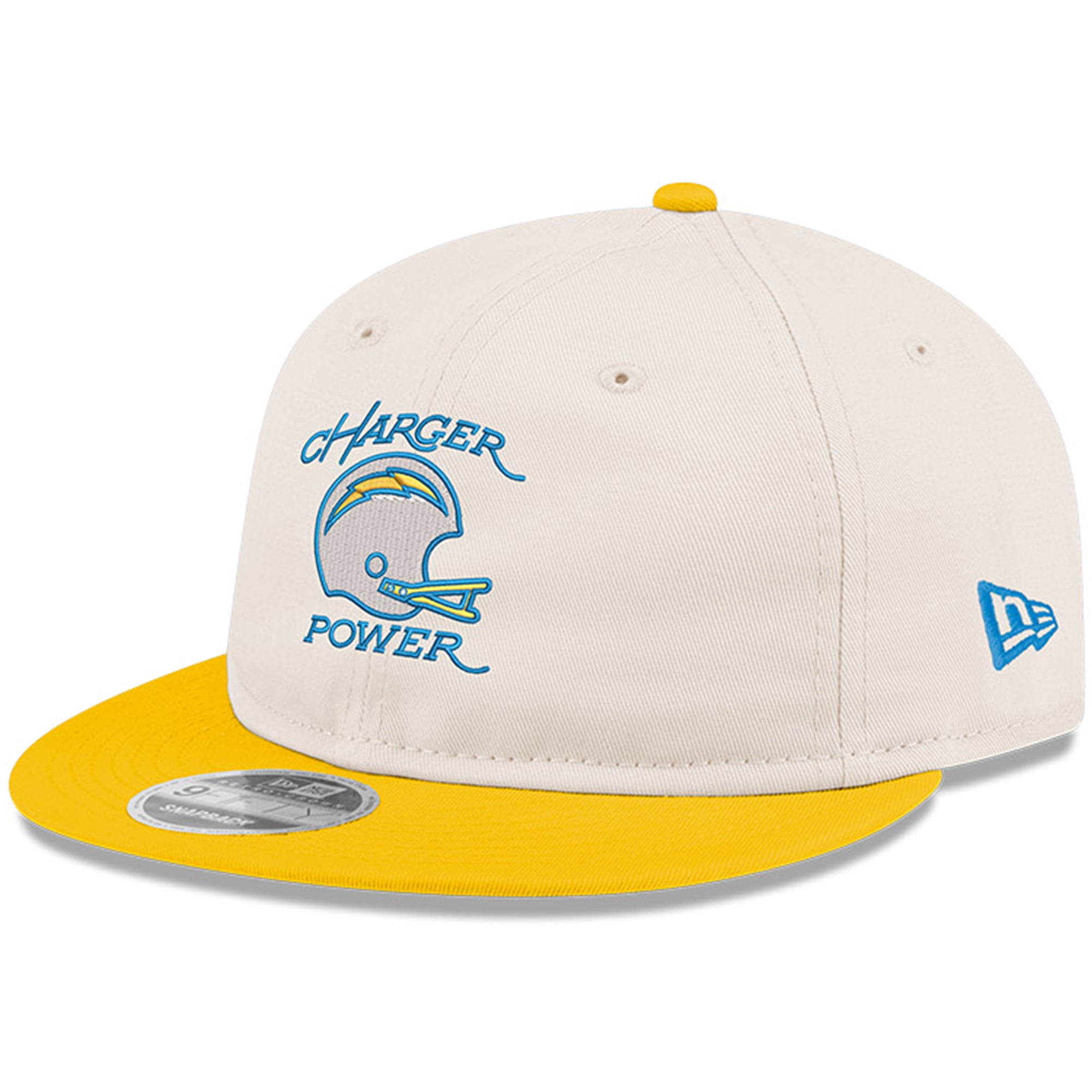 Men's New Era Cream/Gold Los Angeles Chargers Charger Power Retro Crown ...