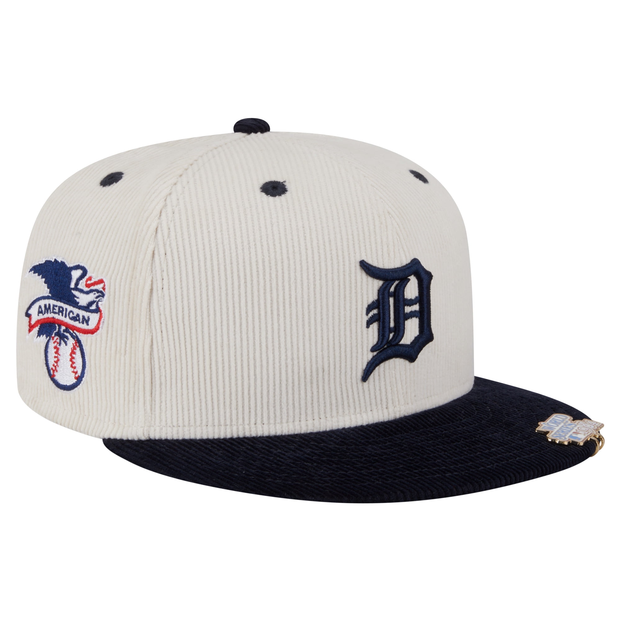 Men's New Era Cream/Navy Detroit Tigers Two-Tone Corduroy 59FIFTY ...