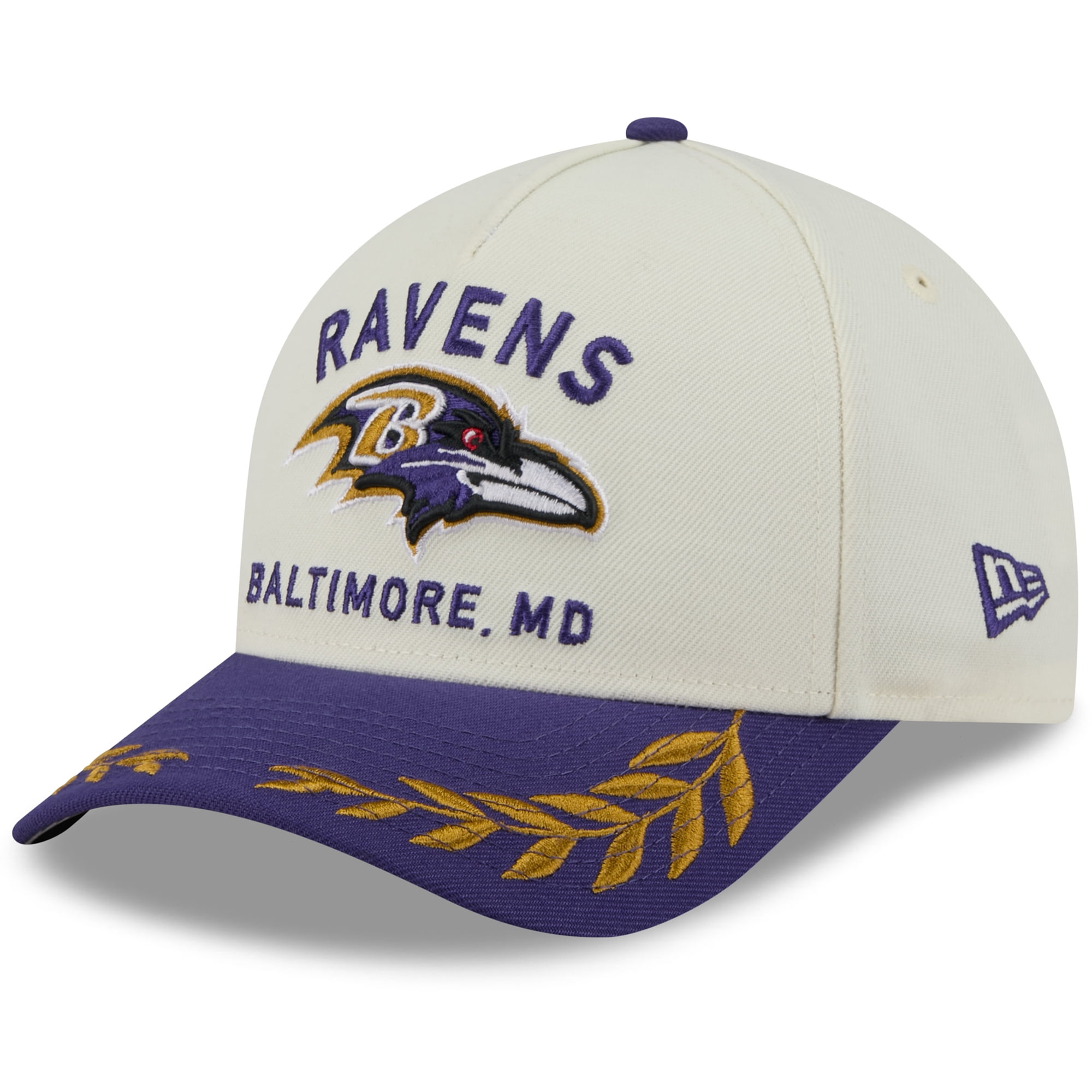 Men's New Era Cream/Purple Baltimore Ravens 2025 NFL Draft 9FORTY A ...