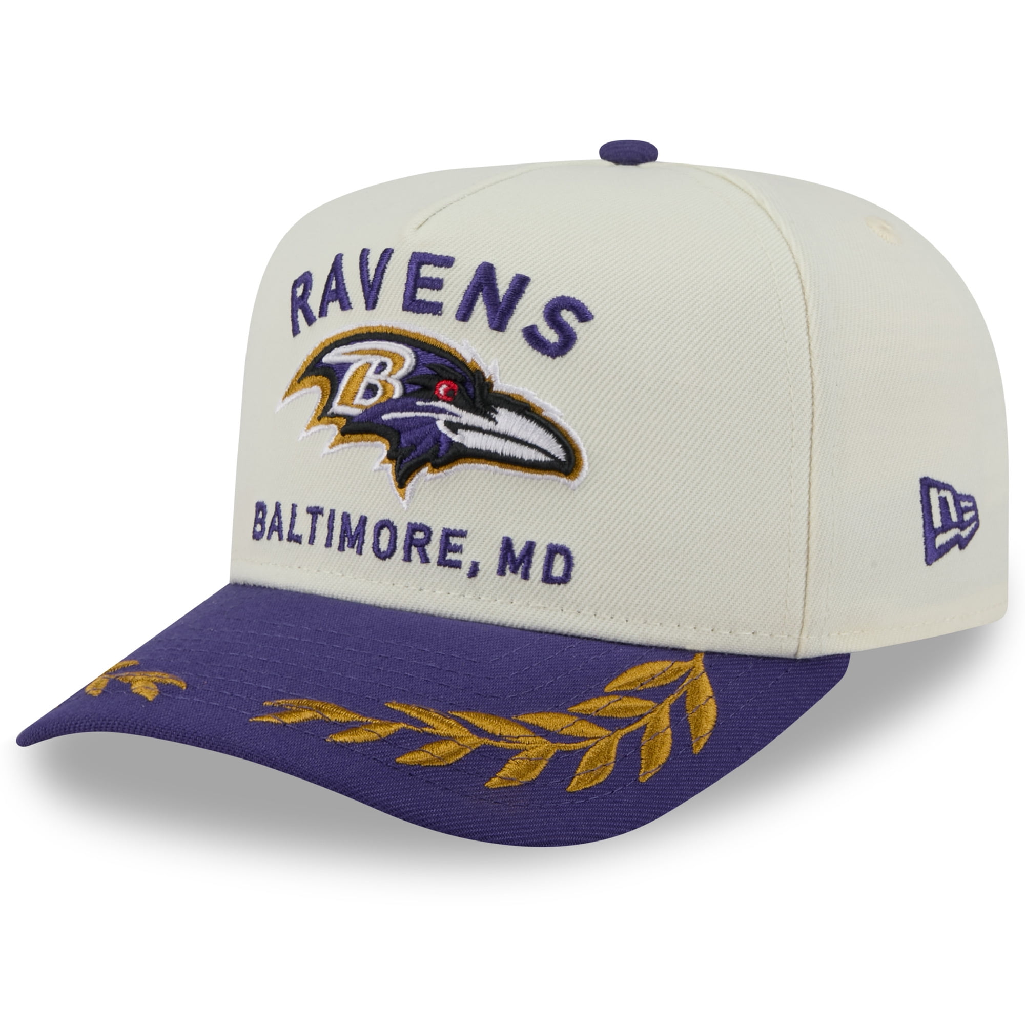 Men's New Era Cream/Purple Baltimore Ravens 2025 NFL Draft A-Frame ...