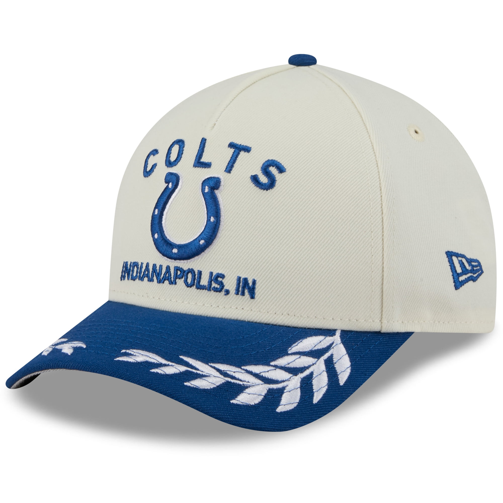 Men's New Era Cream/Royal Indianapolis Colts 2025 NFL Draft 9FORTY A ...