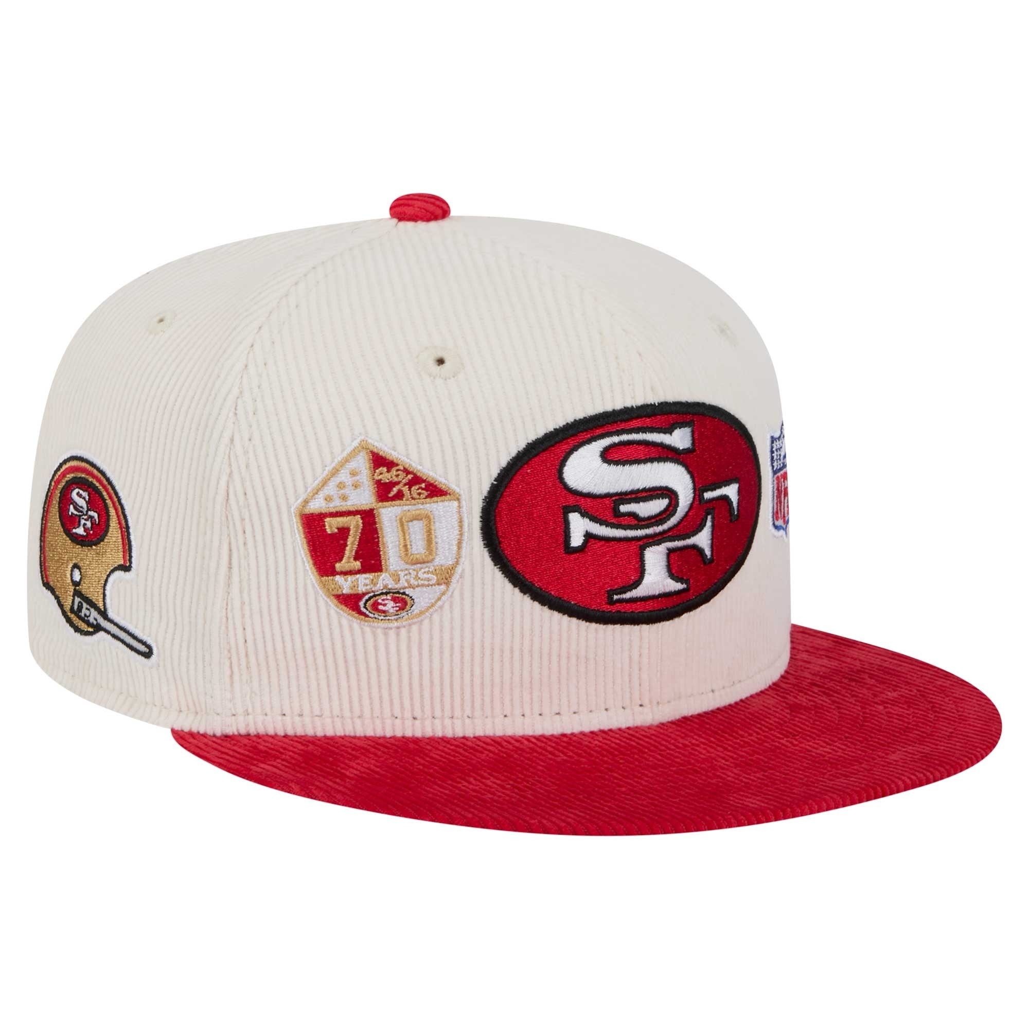 Men's New Era Cream/Scarlet San Francisco 49ers Throwback Corduroy ...