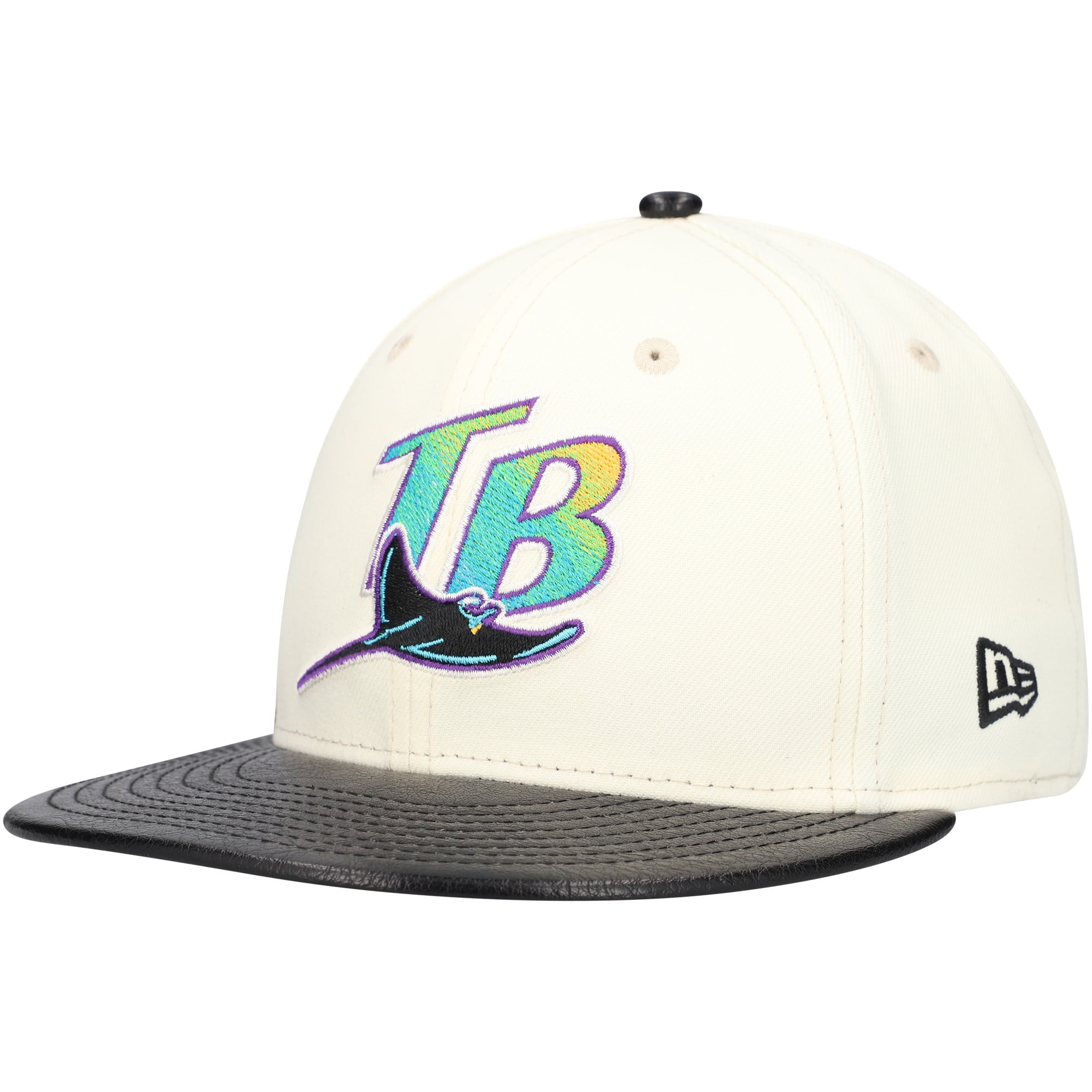 Men's New Era Cream Tampa Bay Rays Game Night Leather Visor 59FIFTY ...