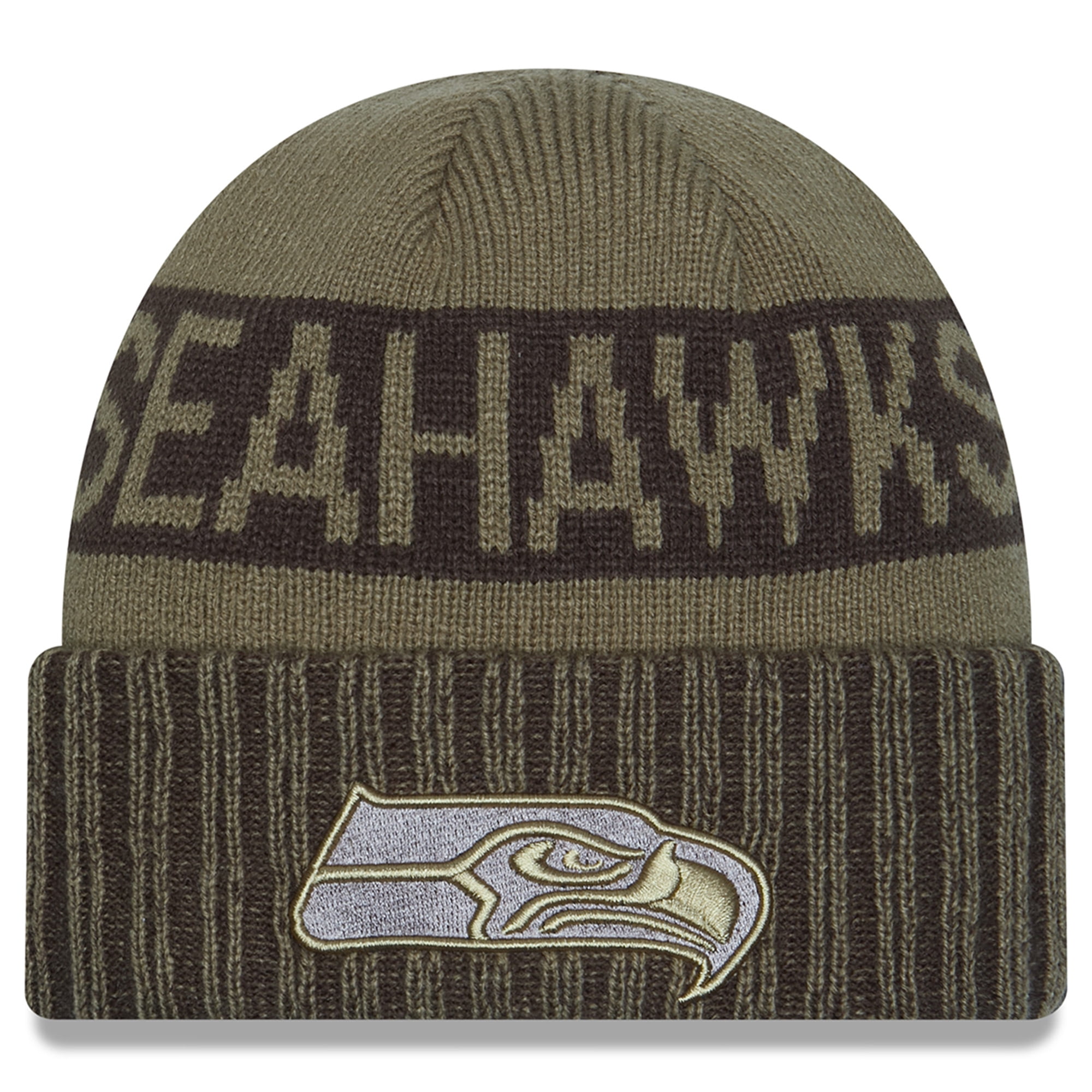 Men's New Era Dark Green Seattle Seahawks 2025 Salute to Service Cuffed ...