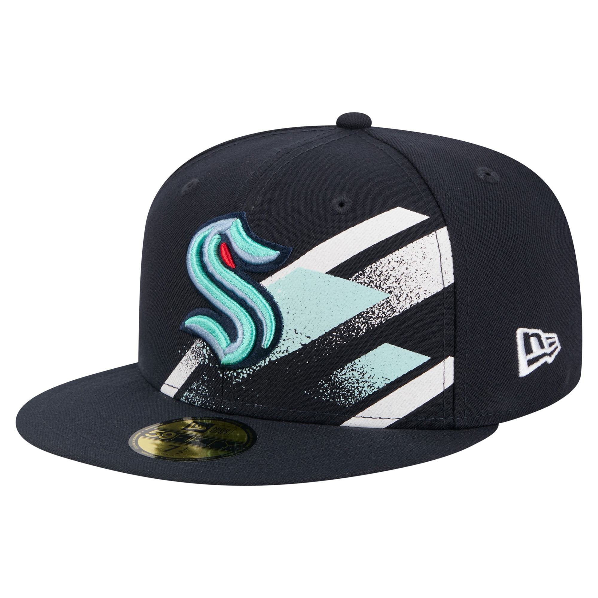 Men's New Era Deep Sea Blue Seattle Kraken Faded Lines 59FIFTY Fitted ...