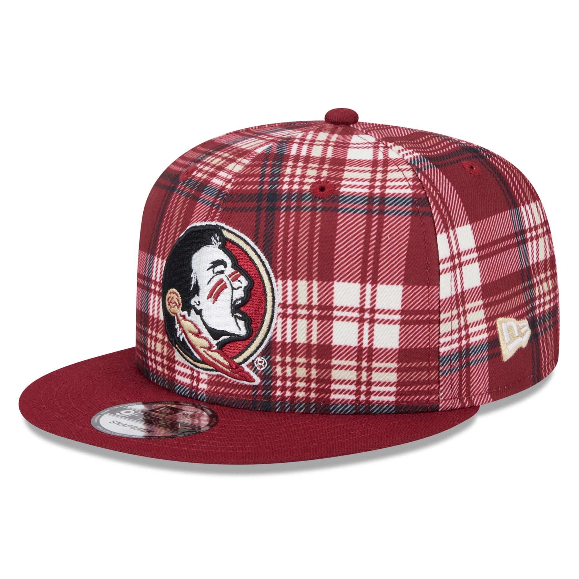 Men's New Era Garnet Florida State Seminoles Plaid 9FIFTY Snapback Hat ...