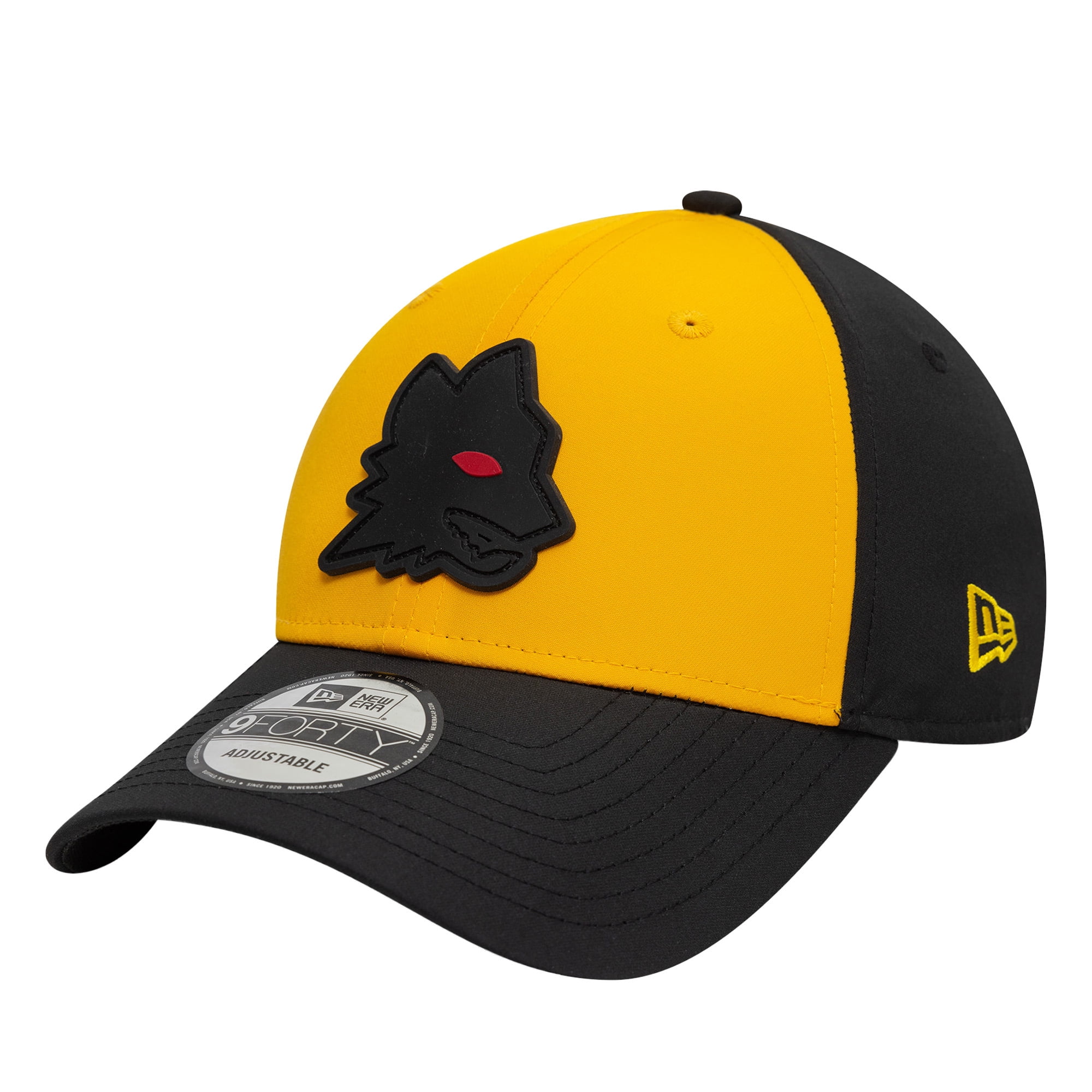 Men's-New Era Gold/Black AS Roma Rubber Wolf Adjustable 9FORTY Hat ...
