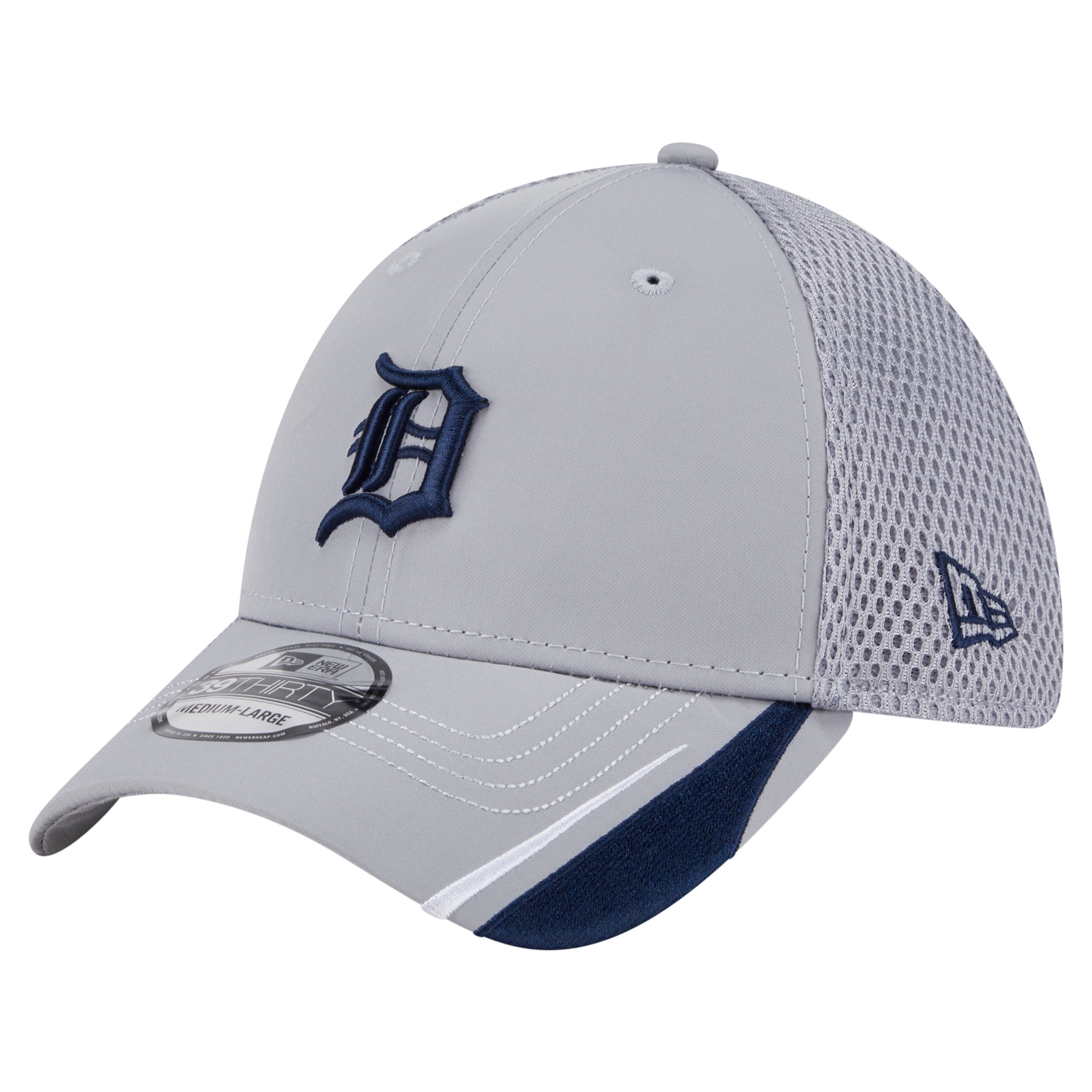Men's New Era Gray Detroit Tigers Linear 39THIRTY Flex-Fit Hat ...