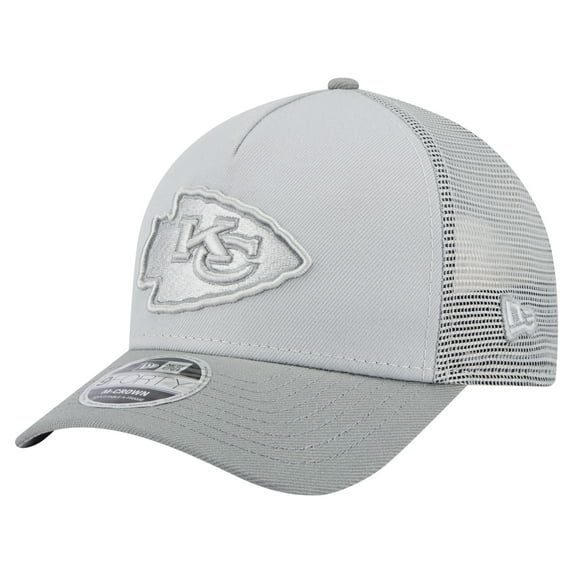 Men's New Era Gray Kansas City Chiefs Domain 9FORTY A-Frame Trucker ...