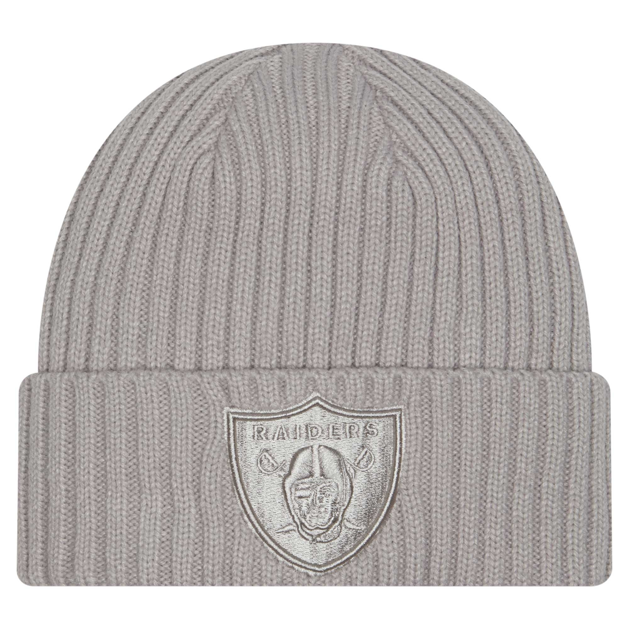 Men's New Era Gray Las Vegas Raiders Color Pack Cuffed Knit Hat ...