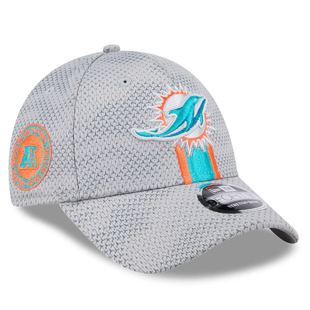 Men's New Era Gray Miami Dolphins 2024 Sideline 9FORTY Stretch-Snap Hat ...