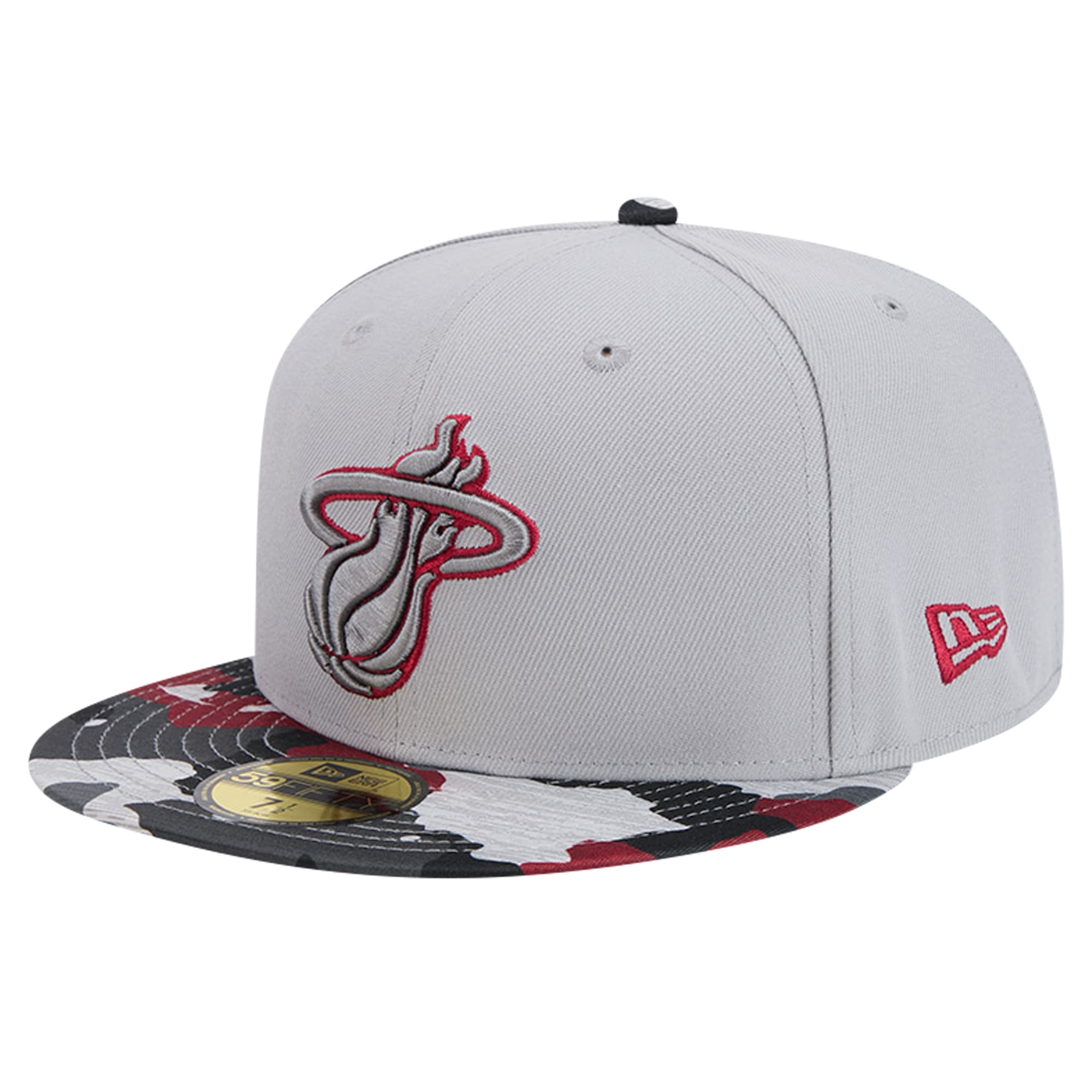 Men's New Era Gray Miami Heat Active Color Camo Visor 59FIFTY Fitted ...