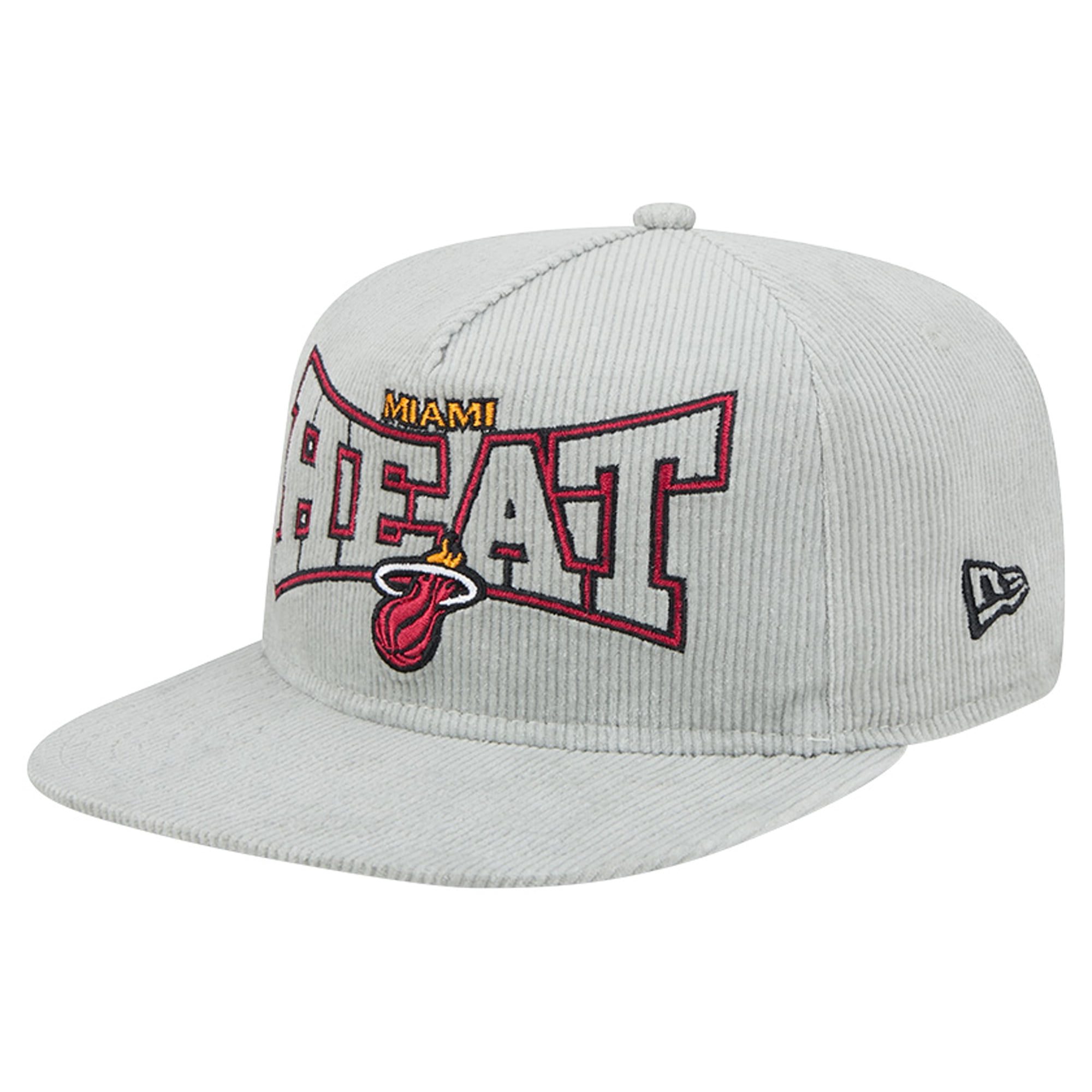 Men's New Era Gray Miami Heat Throwback Corduroy Golfer Snapback Hat ...