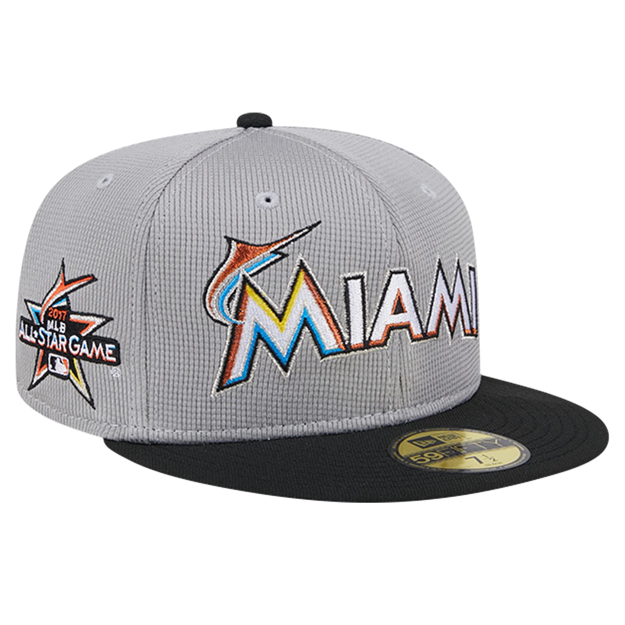 Men's New Era Gray Miami Marlins Pivot Mesh 59FIFTY Fitted Hat ...