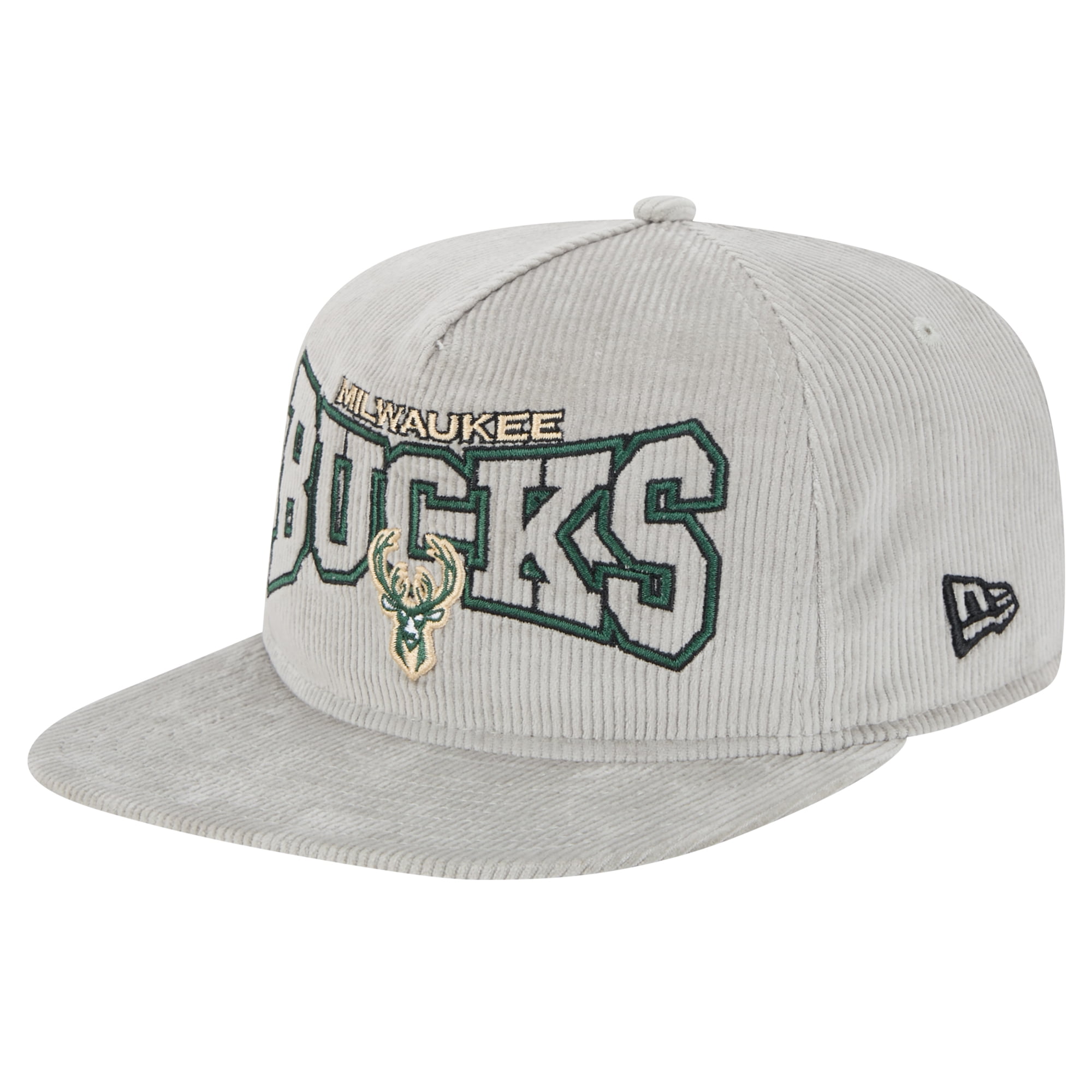 Men's New Era Gray Milwaukee Bucks Throwback Corduroy Golfer Snapback ...